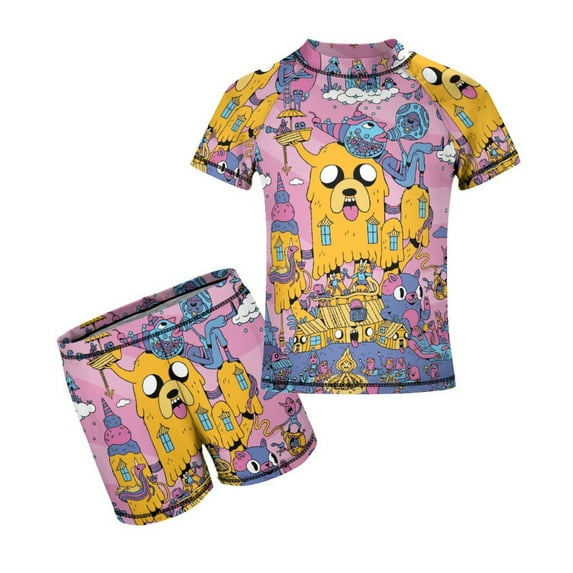 Adventure Time Jake The Dog Boys 2-Piece Swimsuit Set, Short Sleeve ...