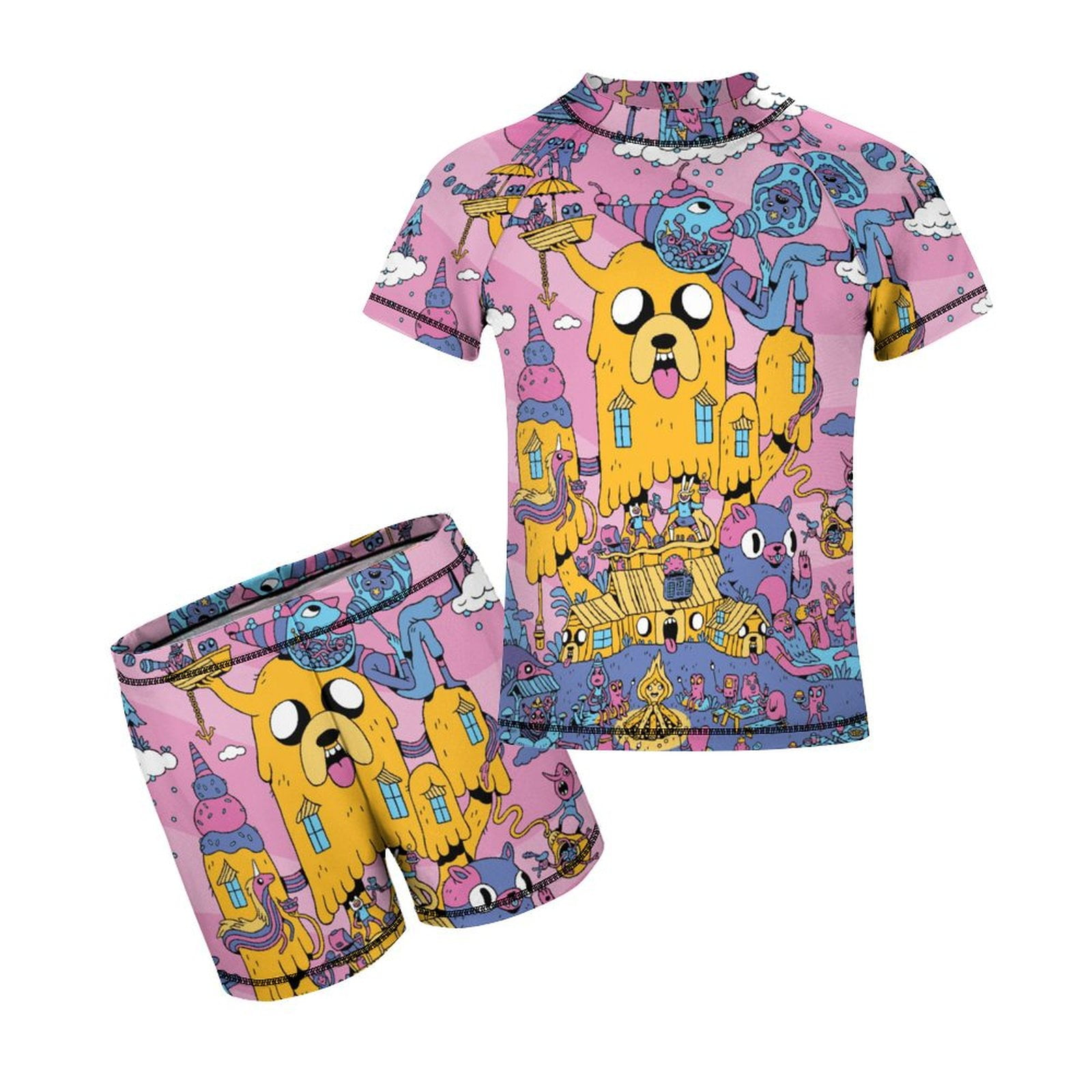 Adventure Time Jake The Dog Boys Two Piece Rash Guard Swimsuits Kids ...