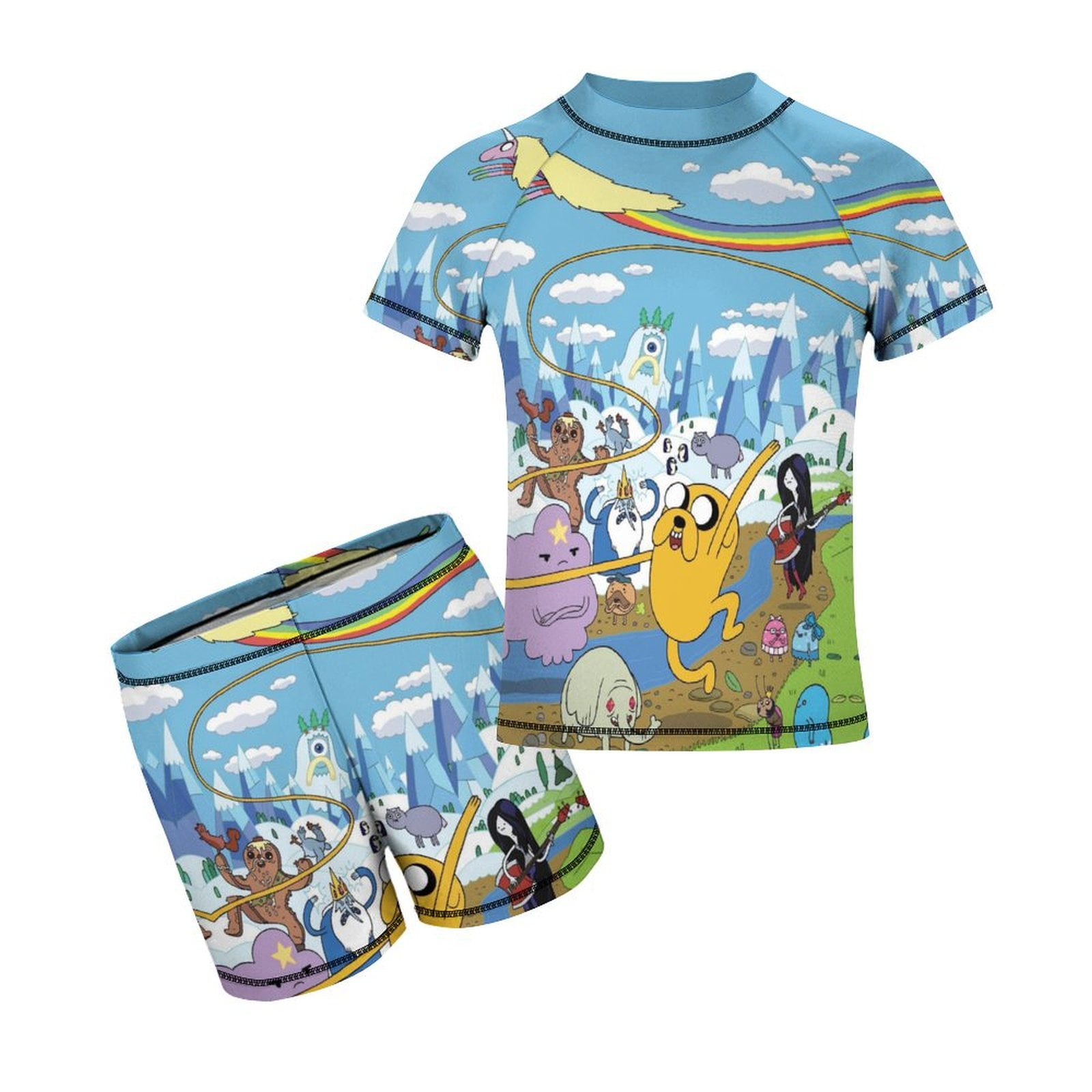 Adventure Time Jake The Dog Boys Two Piece Rash Guard Swimsuits Kids ...