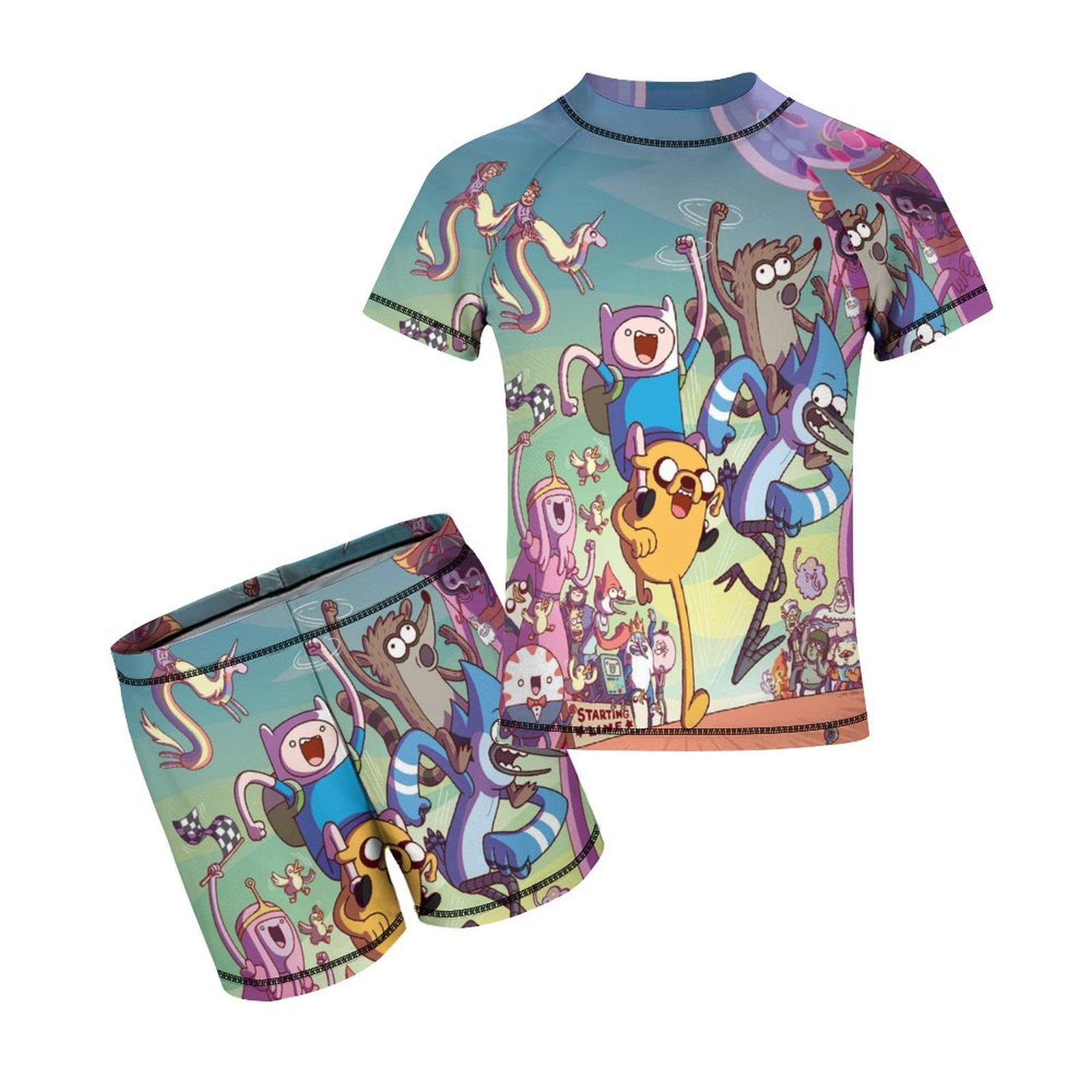 Adventure Time Jake The Dog Boys Two Piece Rash Guard Swimsuits Kids ...