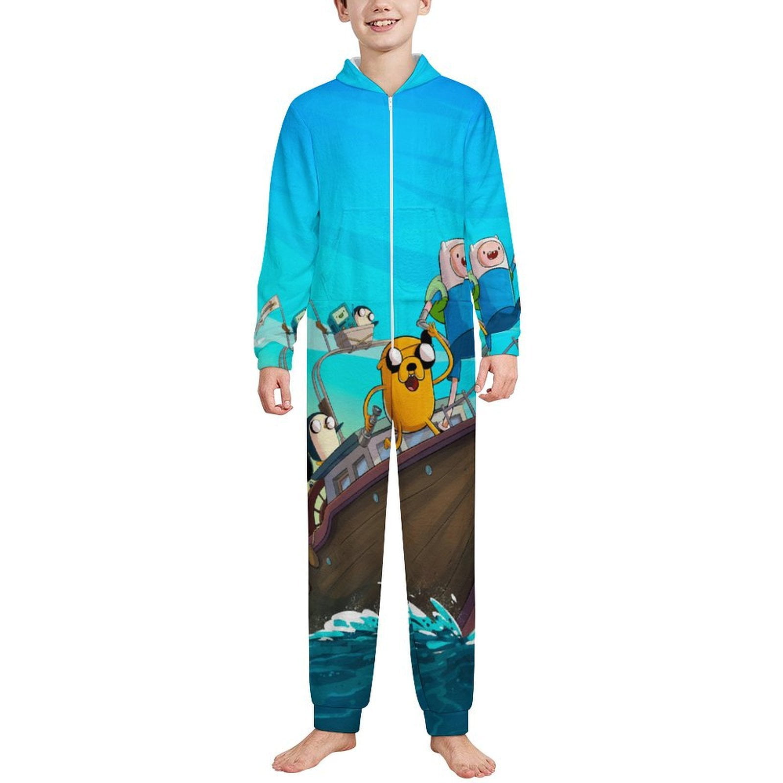 Adventure Time Jake The Dog Kids Hooded Jumpsuit Union Suit Onesie One ...
