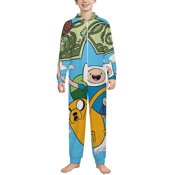 Adventure Time Jake The Dog Kids Hooded Jumpsuit Union Suit Onesie One ...