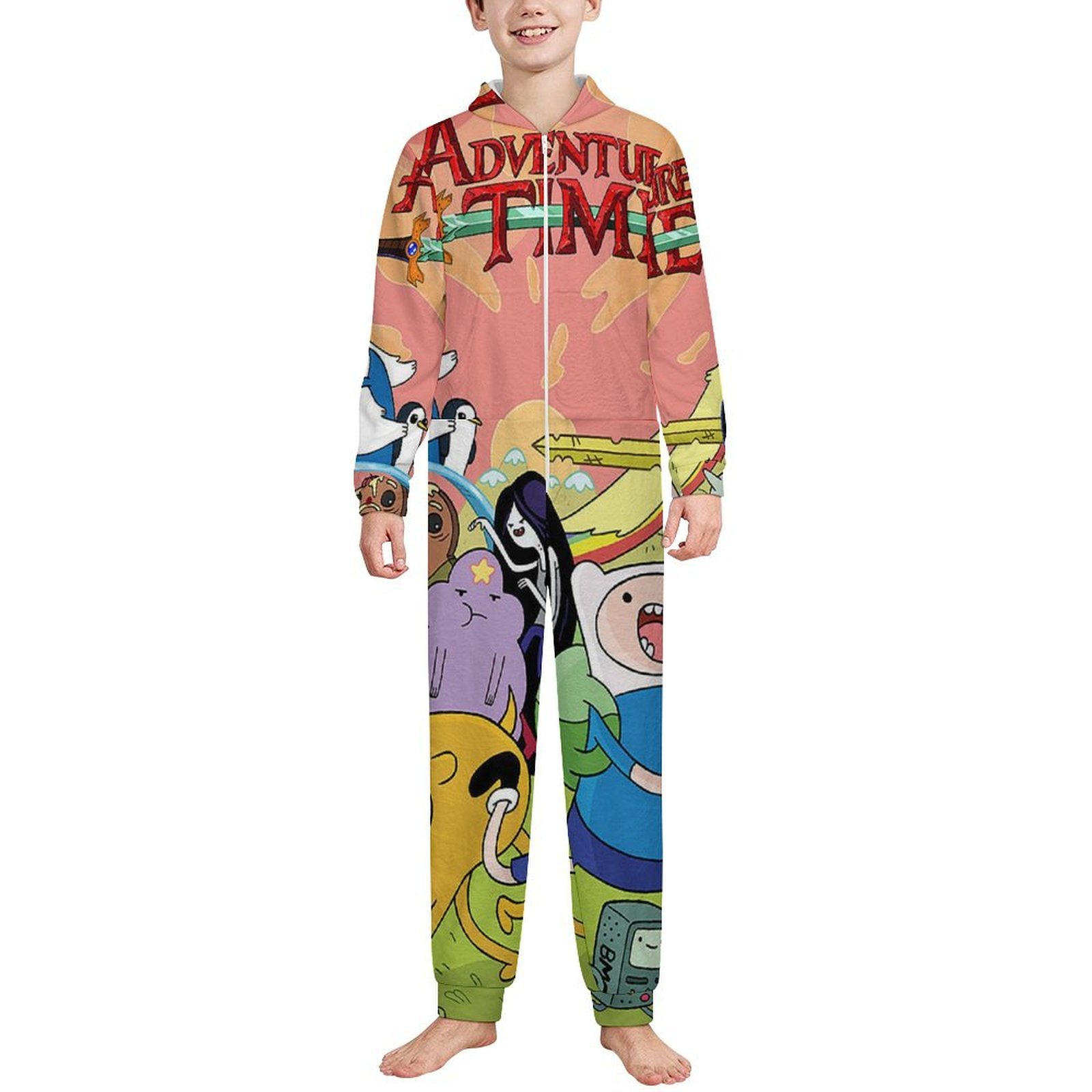 Adventure Time Jake The Dog Kids Hooded Jumpsuit Union Suit Onesie One ...