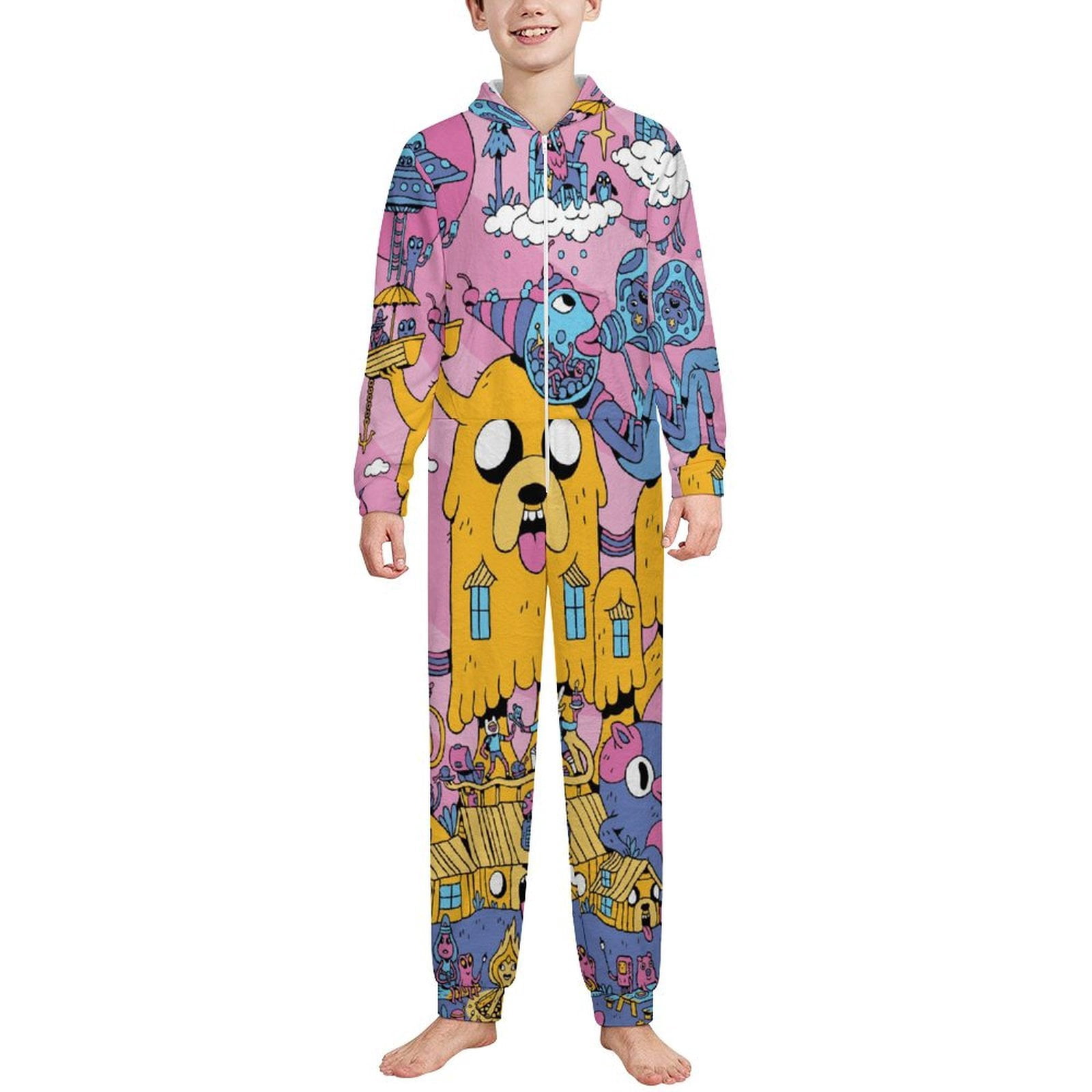 Adventure Time Jake The Dog Kids Hooded Jumpsuit Union Suit Onesie One ...