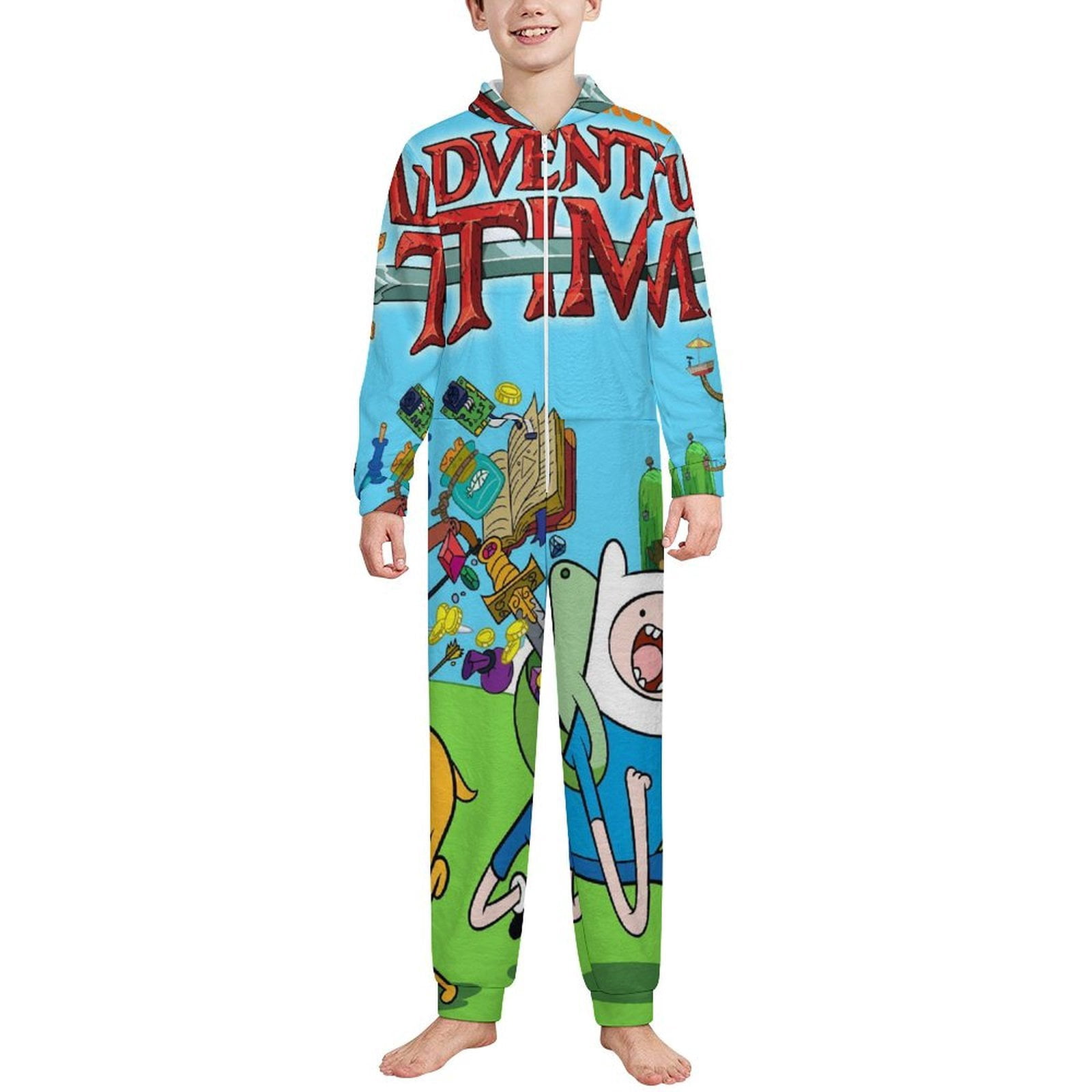 Adventure Time Jake The Dog Kids Hooded Jumpsuit Union Suit Onesie One ...