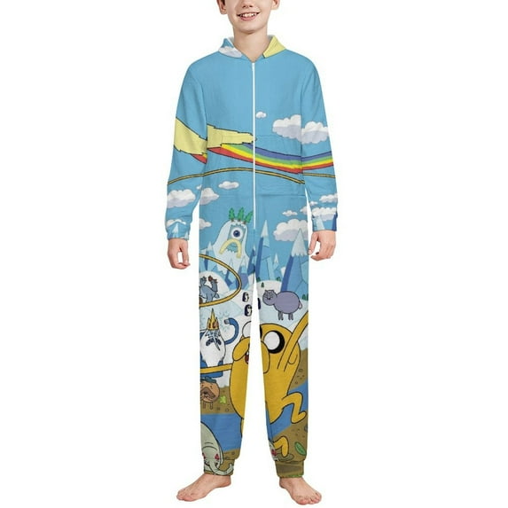 Adventure Time Jake The Dog Kids Hooded Jumpsuit Union Suit Onesie One ...