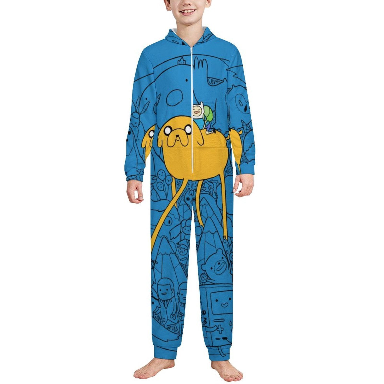 Adventure Time Jake The Dog Kids Hooded Jumpsuit Union Suit Onesie One ...