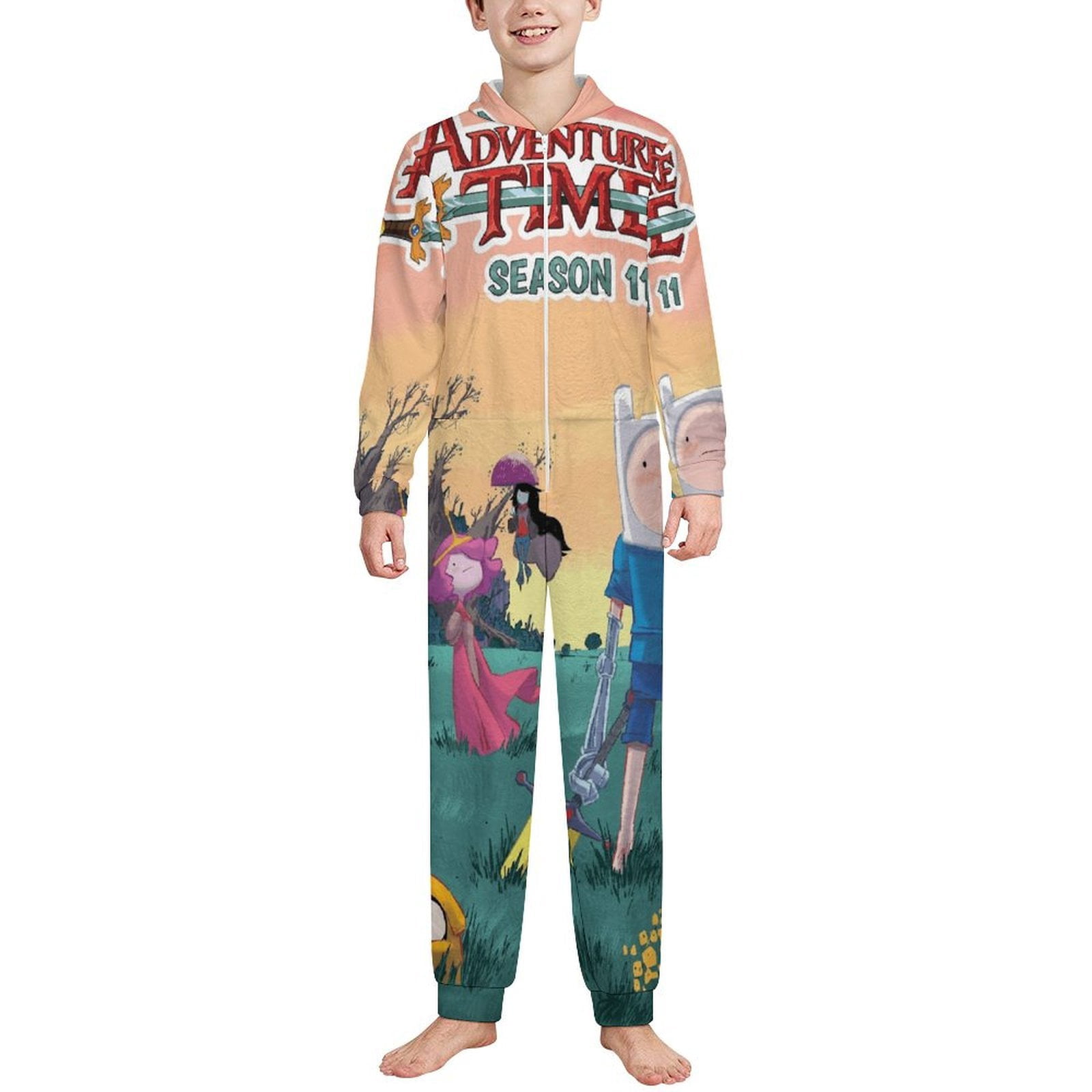 Adventure Time Jake The Dog Kids Hooded Jumpsuit Union Suit Onesie One ...