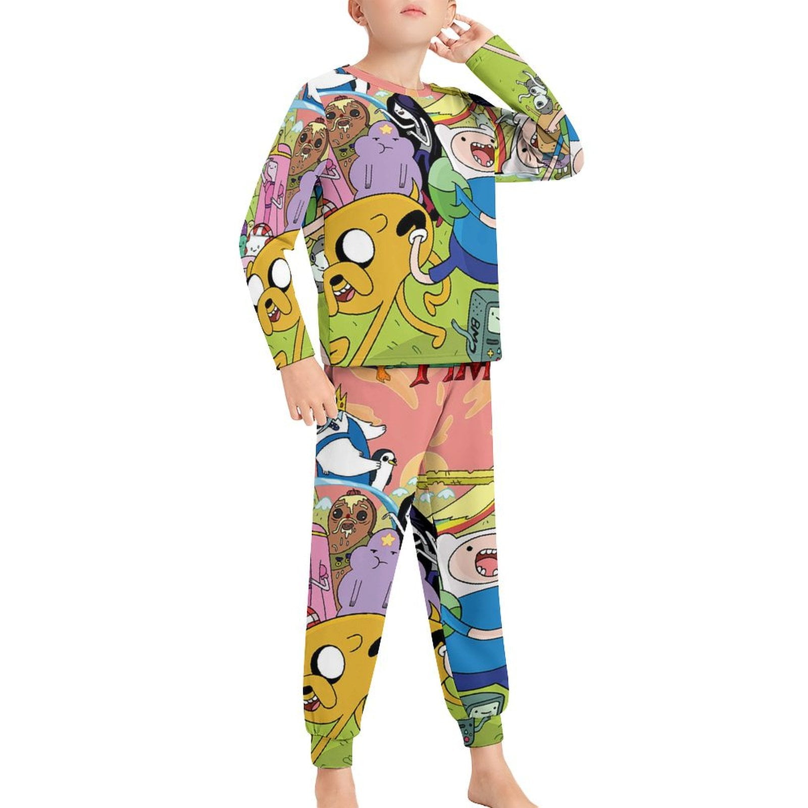 Adventure Time Jake The Dog Kids Pajamas Set Boys Girls Long Sleeve 2 ...