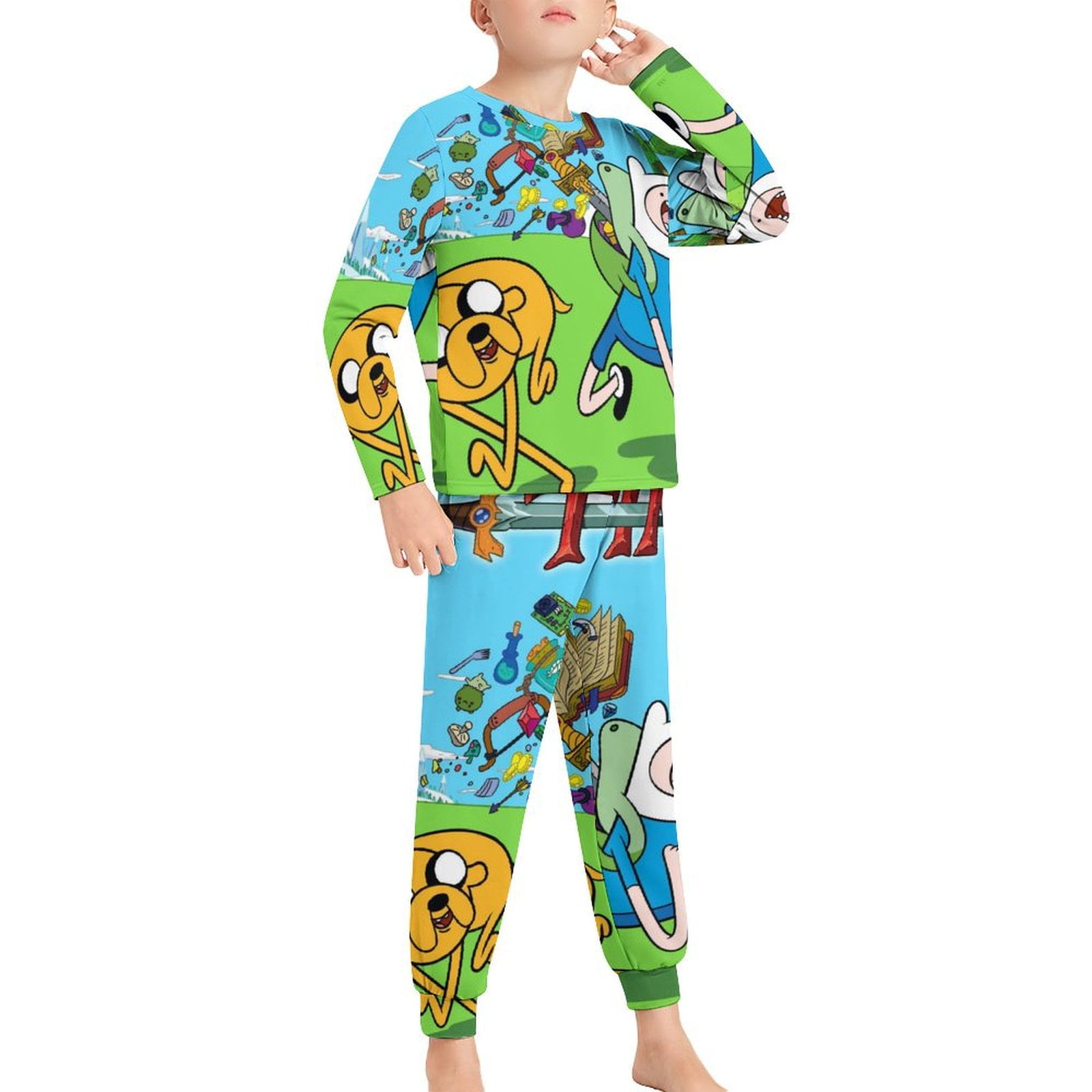 Adventure Time Jake The Dog Kids Pajamas Set Boys Girls Long Sleeve 2 ...