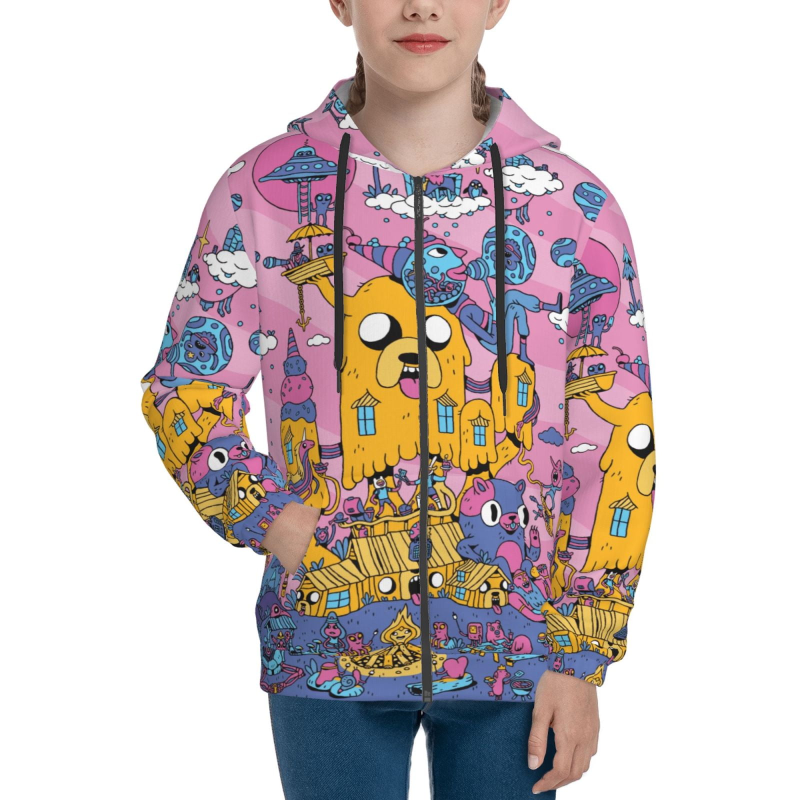 Adventure Time Jake The Dog Kids Zip-Up Hoodie 3d Print Hooded ...