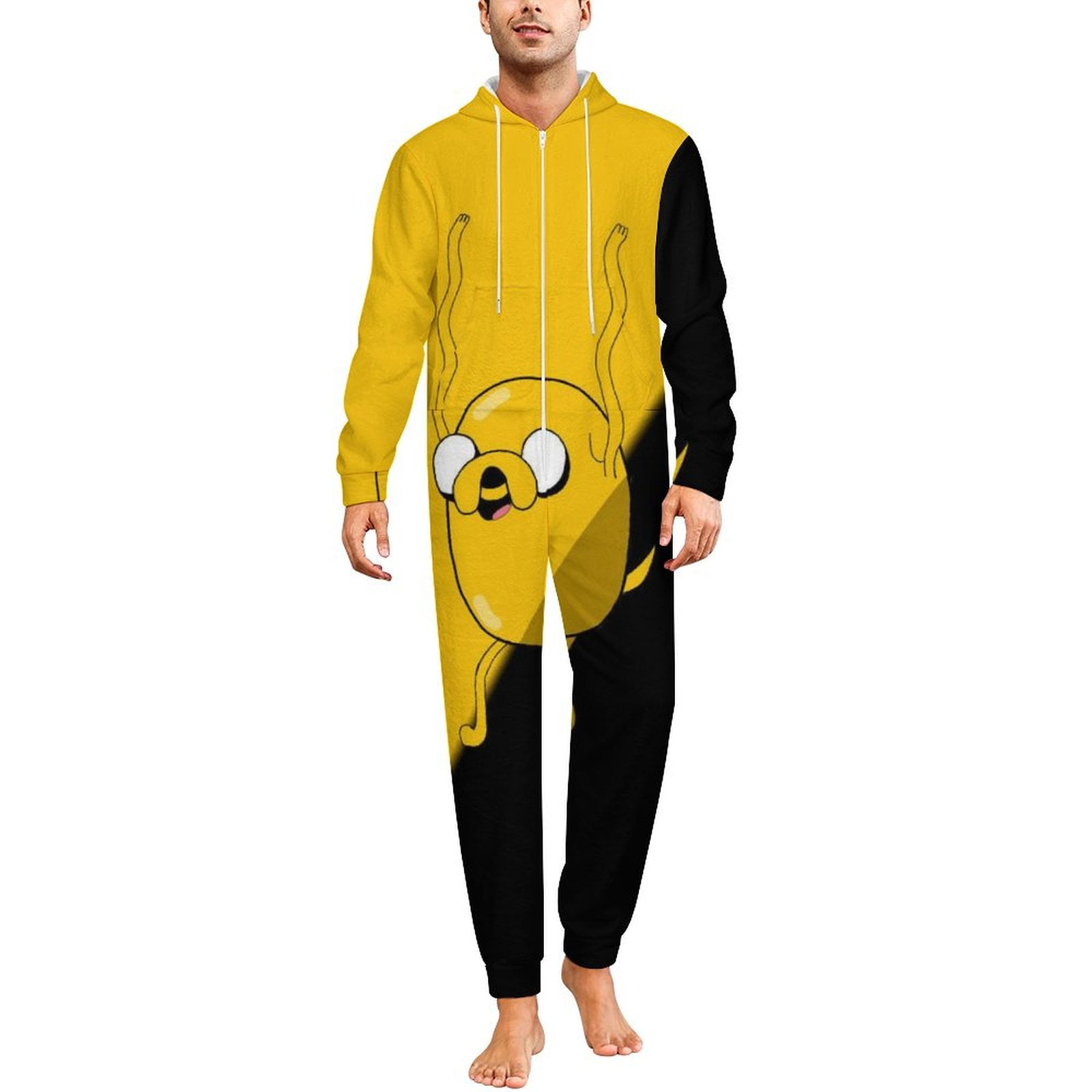Adventure Time Jake The Dog Men's Hooded Jumpsuit - Zip Up One Piece ...