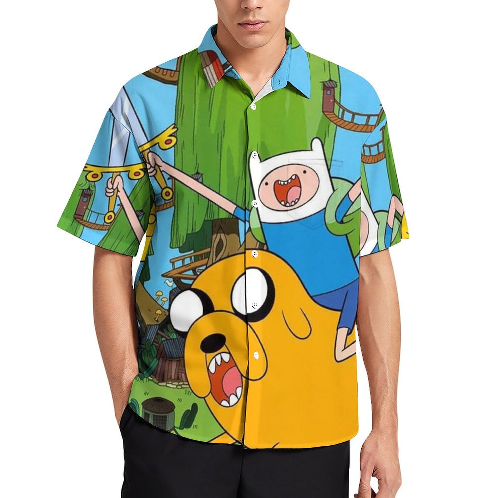 Adventure Time Jake The Dog Mens Hawaiian Shirt Loose Fit Shirts ...