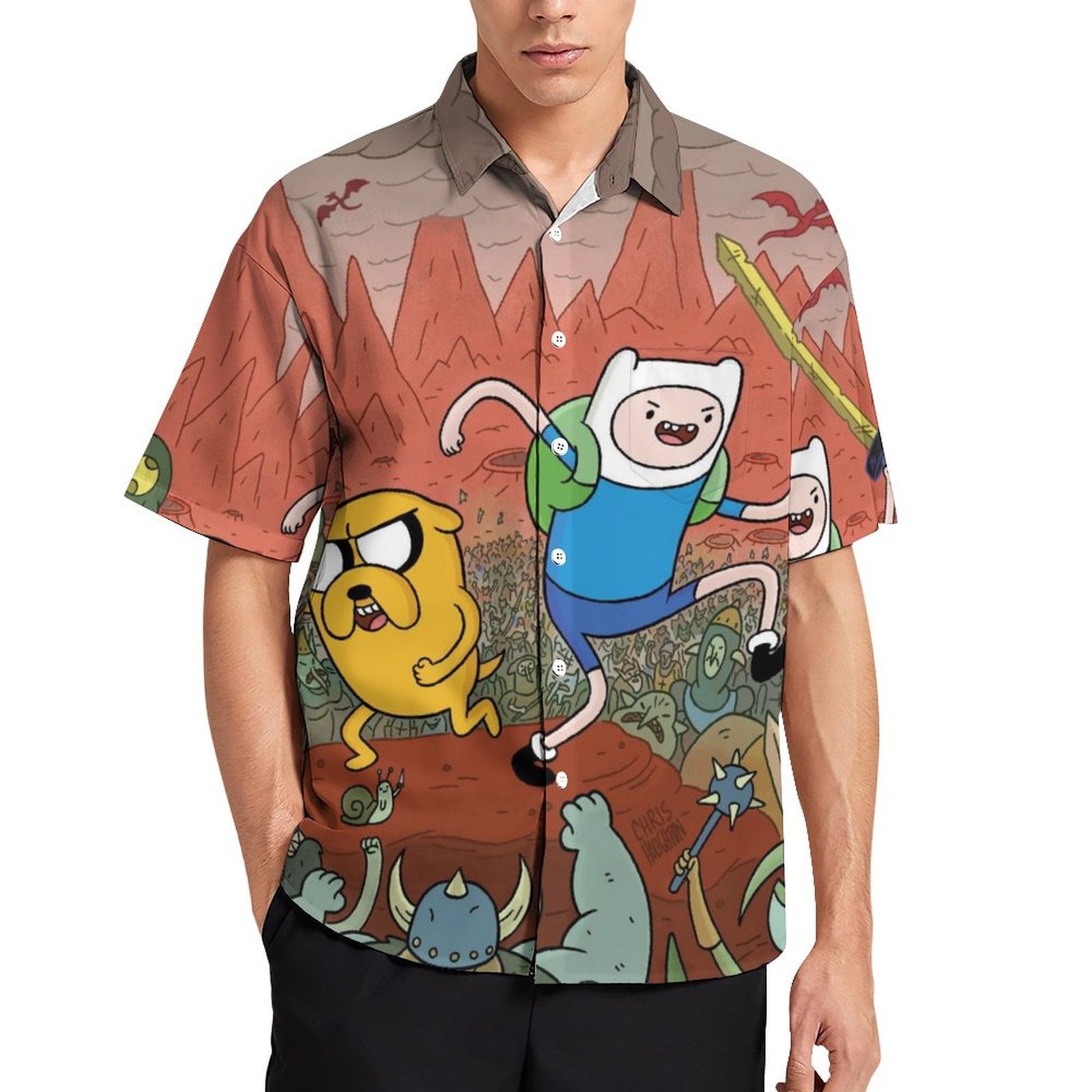 Adventure Time Jake The Dog Mens Hawaiian Shirt Loose Fit Shirts ...