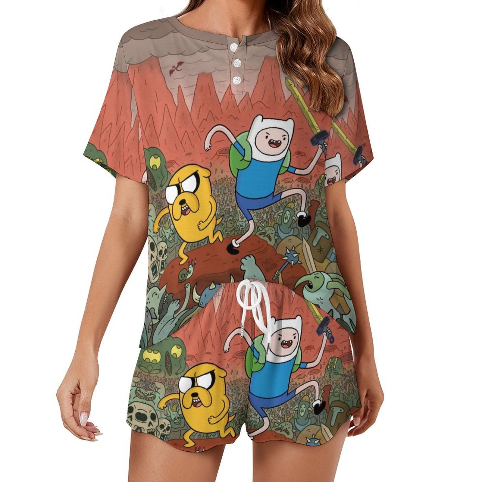 Adventure Time Jake The Dog Women Pajamas Set Loungewear Sleepwear 2 ...