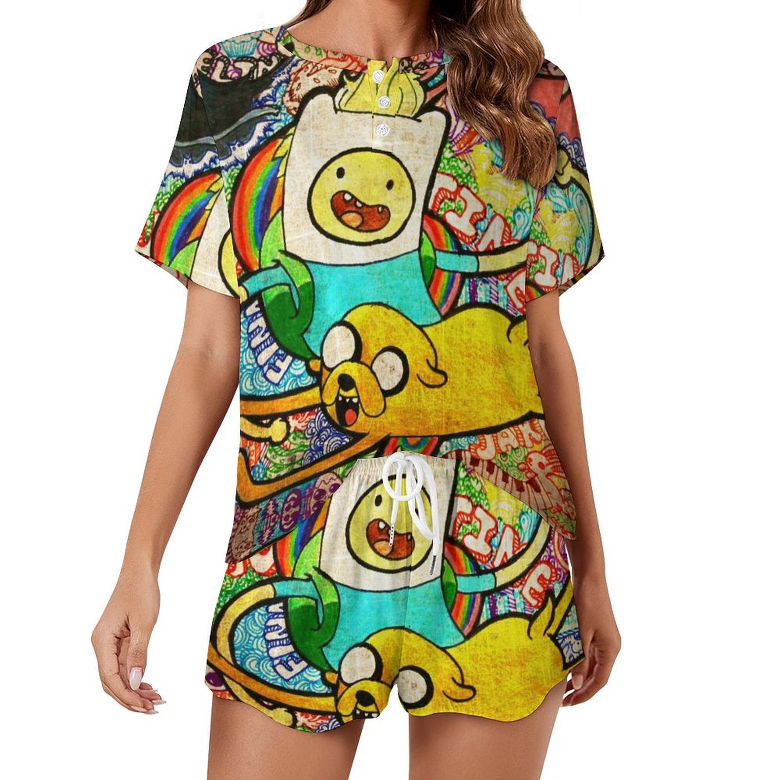 Adventure Time Jake The Dog Women Pajamas Set Loungewear Sleepwear 2 ...