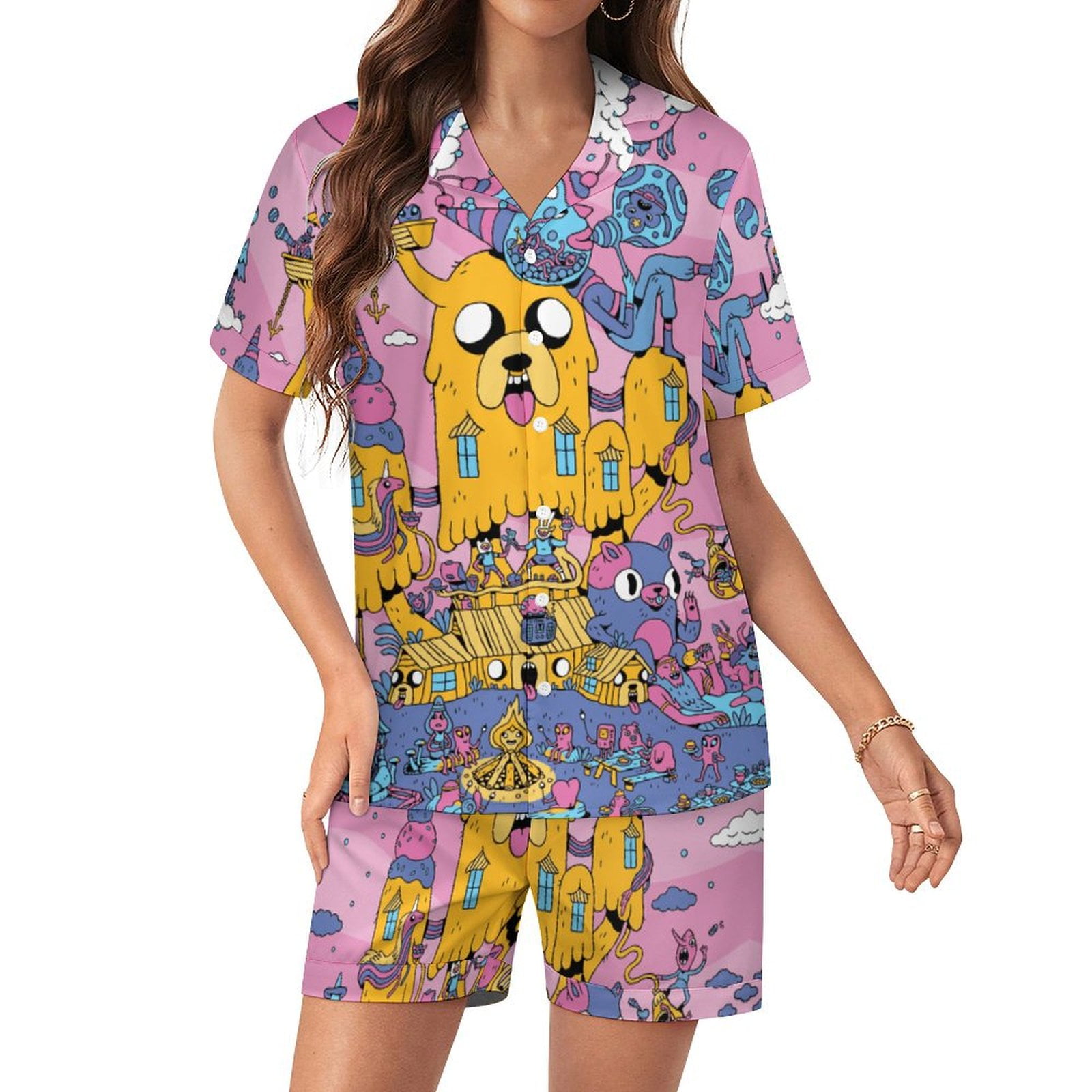 Adventure Time Jake The Dog Women Pajamas Set Short Sleeve Sleepwear ...