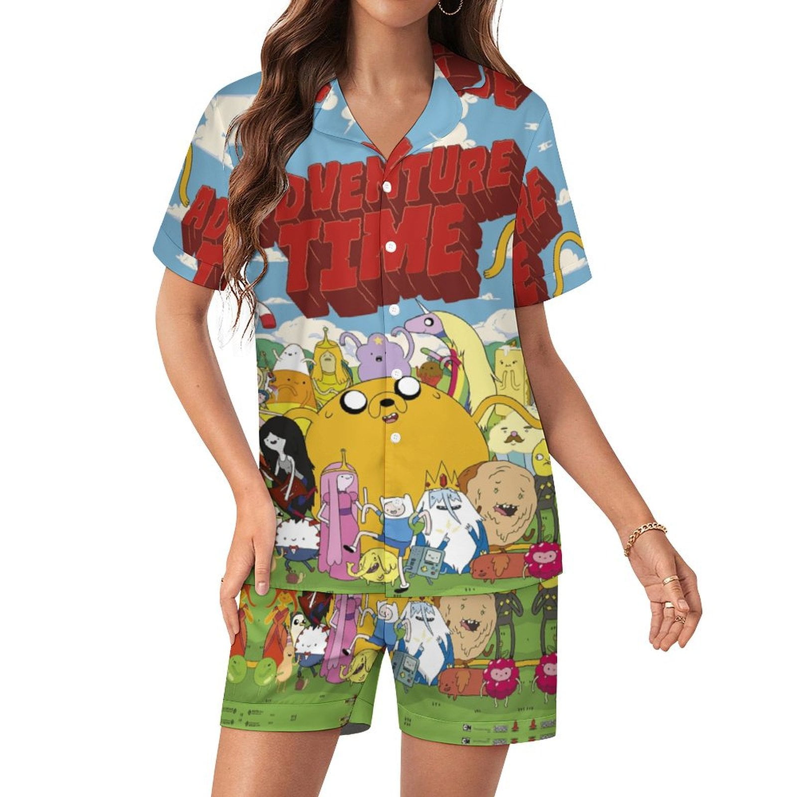 Adventure Time Jake The Dog Women Pajamas Set Short Sleeve Sleepwear ...