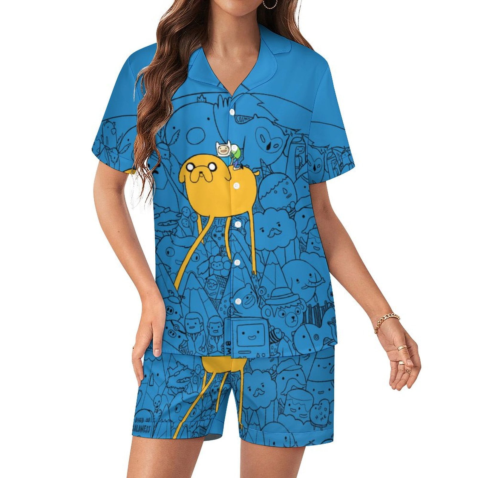 Adventure Time Jake The Dog Women Pajamas Set Short Sleeve Sleepwear ...