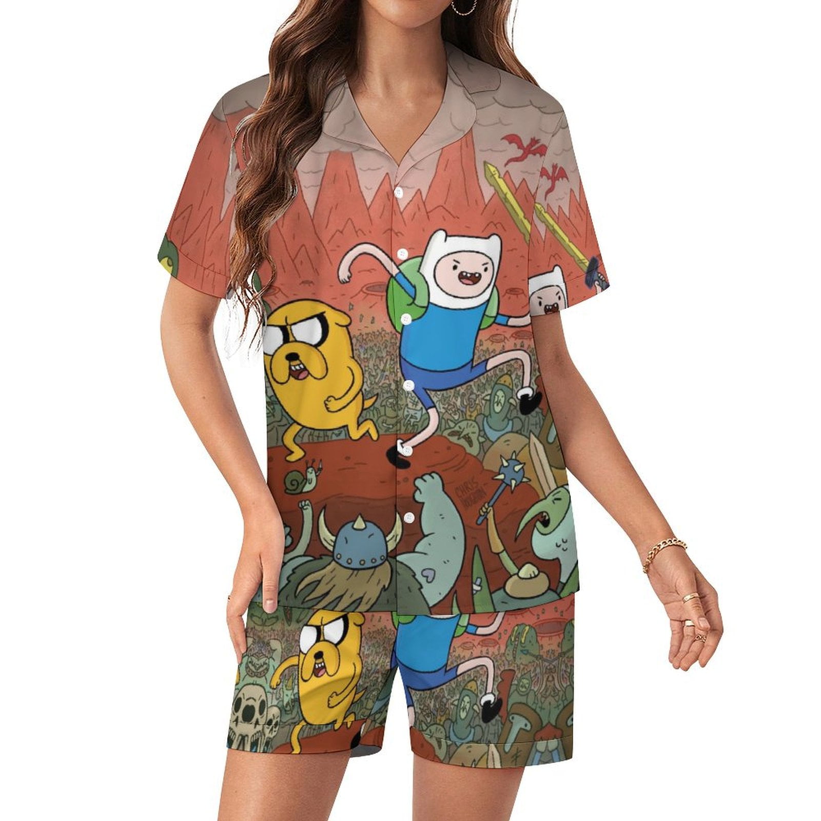 Adventure Time Jake The Dog Women Pajamas Set Short Sleeve Sleepwear ...