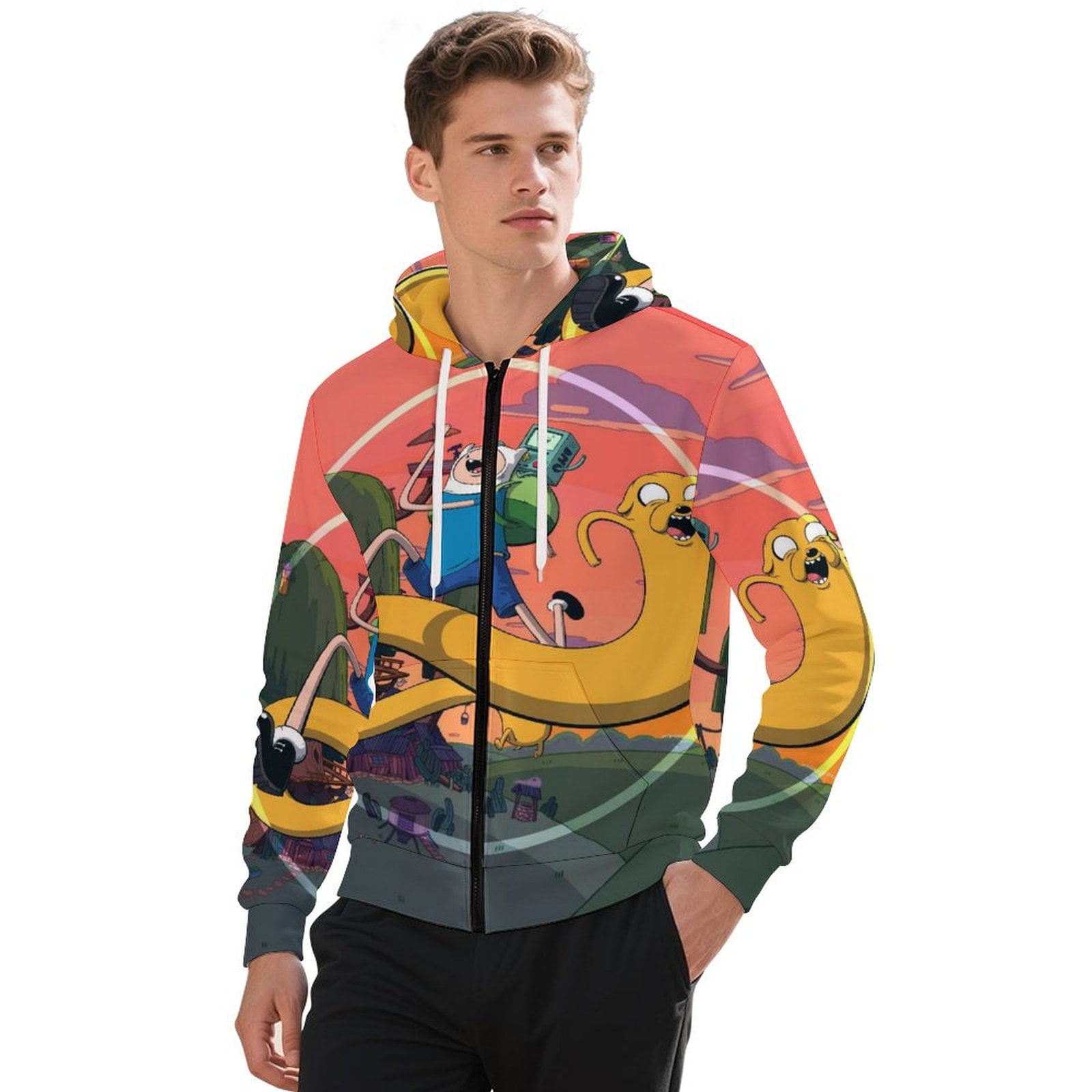 Adventure Time Jake The Dog Zip Up Hoodie Pullover Hooded Long Sleeve ...
