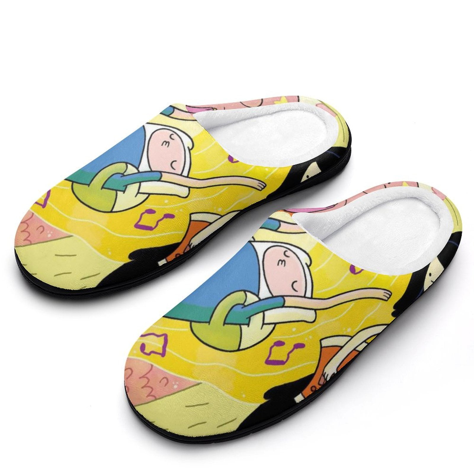 Adventure Time Men's Fuzzy Slippers House Open Back Slippers Closed Toe ...