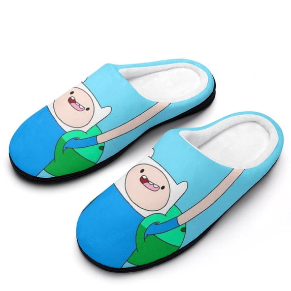 Adventure Time Men's Fuzzy Slippers House Open Back Slippers Closed Toe ...