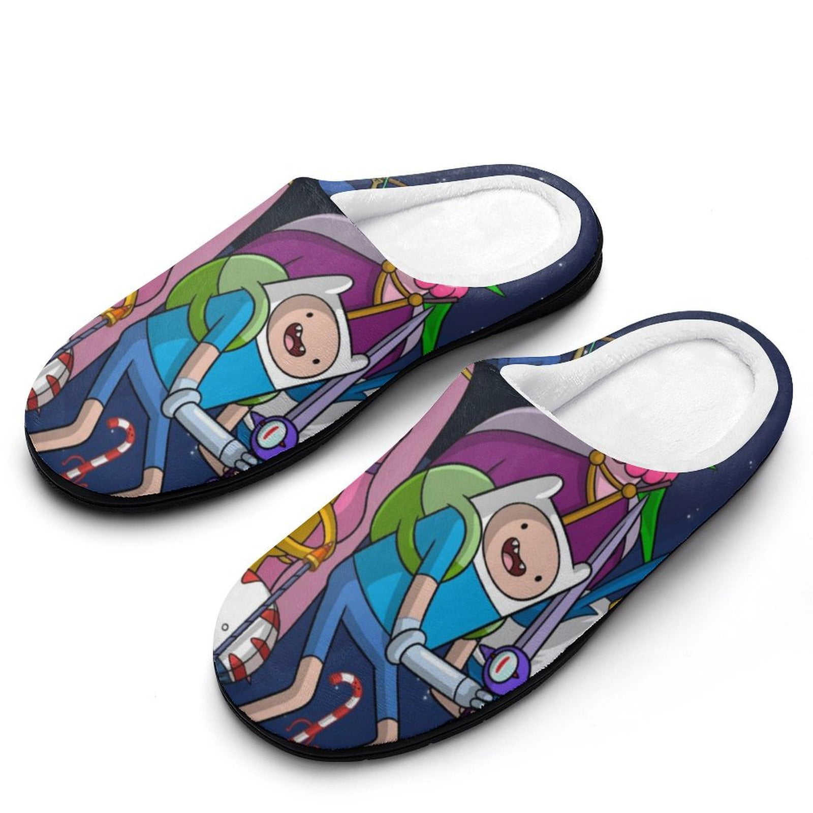 Adventure Time Men's Fuzzy Slippers House Open Back Slippers Closed Toe ...