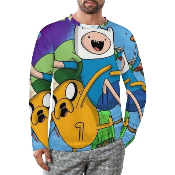 Adventure Time Men's Long Sleeve T-Shirt Loose Trendy Tee Soft Stretch ...