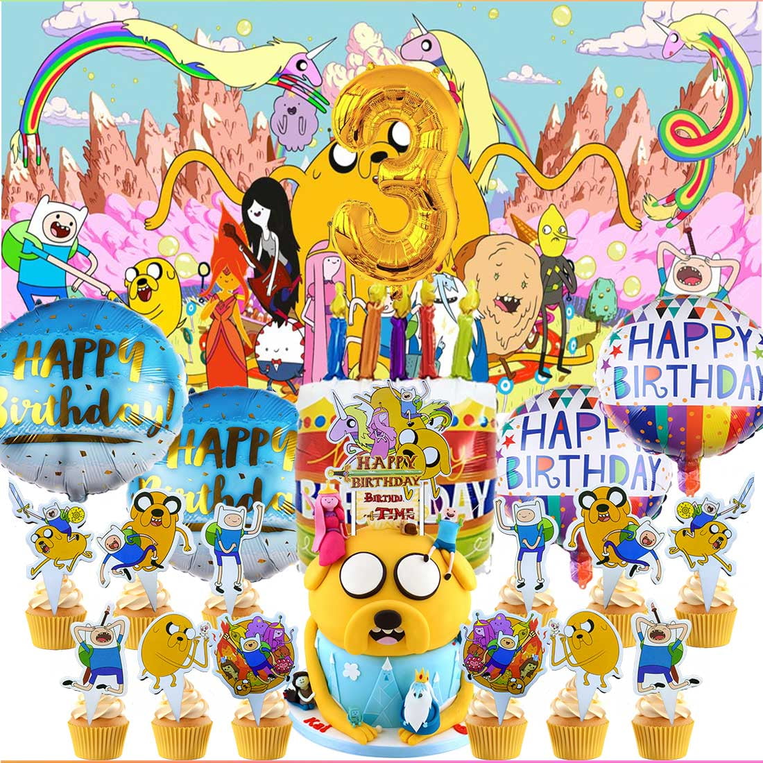 Adventure Time Party Supplies Decor 3rd Kit Balloons Birthday Cake ...