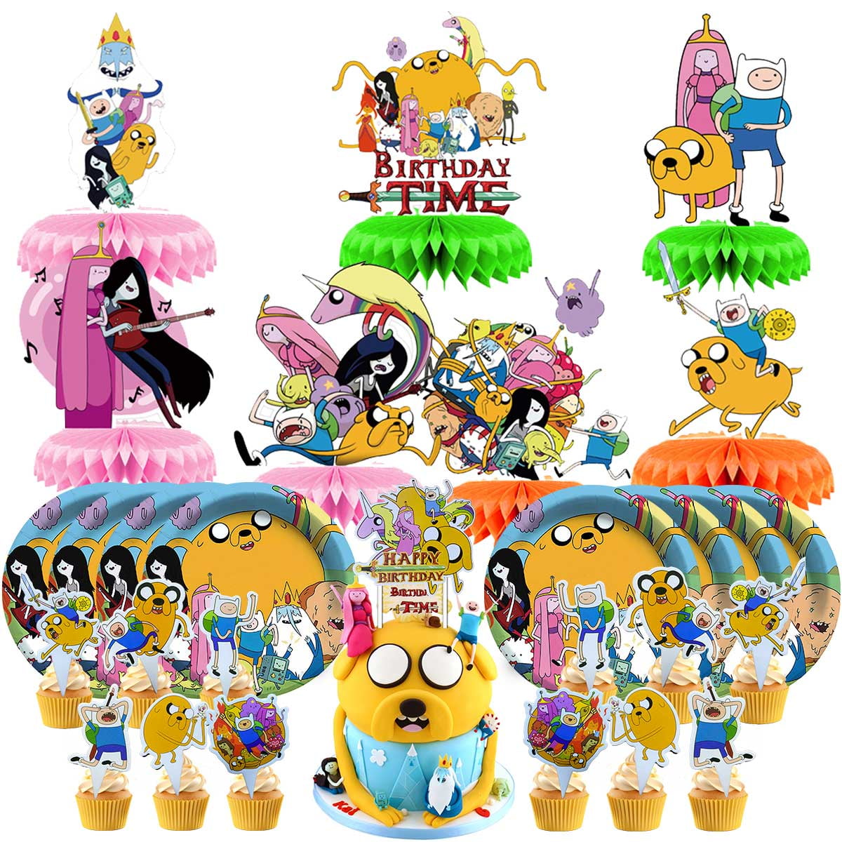 Adventure Time Party Supplies Decor Plates Fans Decorations Honeycomb ...