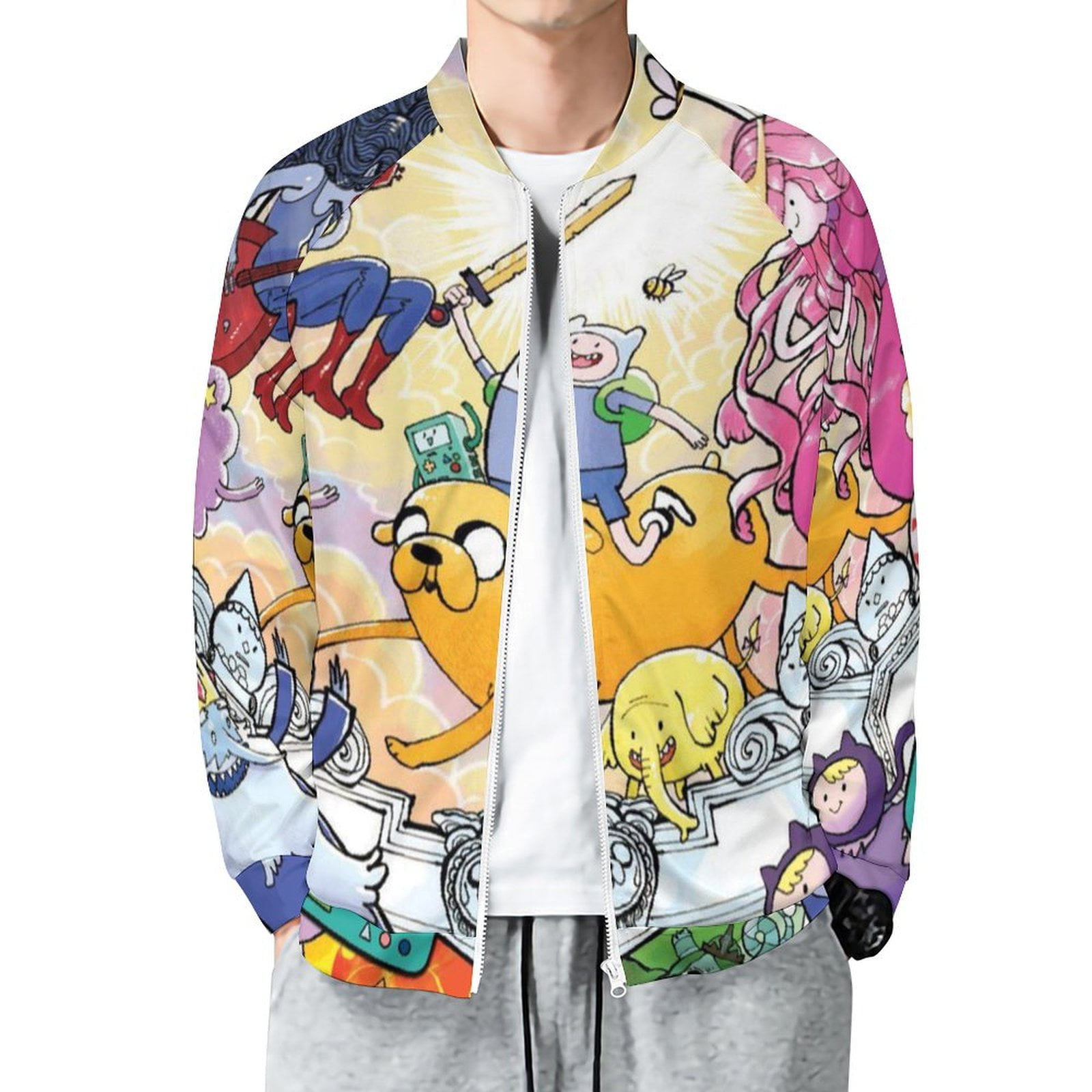 Adventure Time Poster Fashion Jacket Mens Windbreaker Coat Lightweight ...