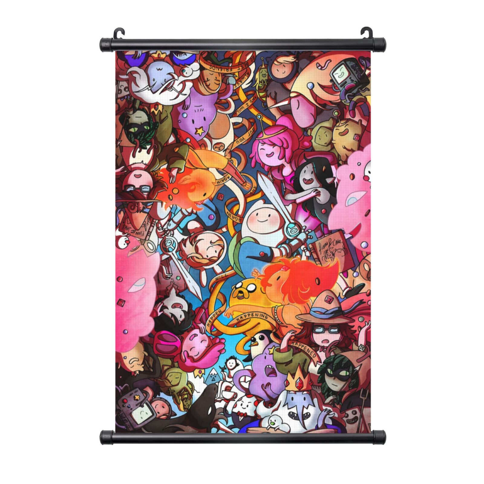 Adventure Time Poster Plastic Shaft Wall Hanging Banner Artwork Canvas ...