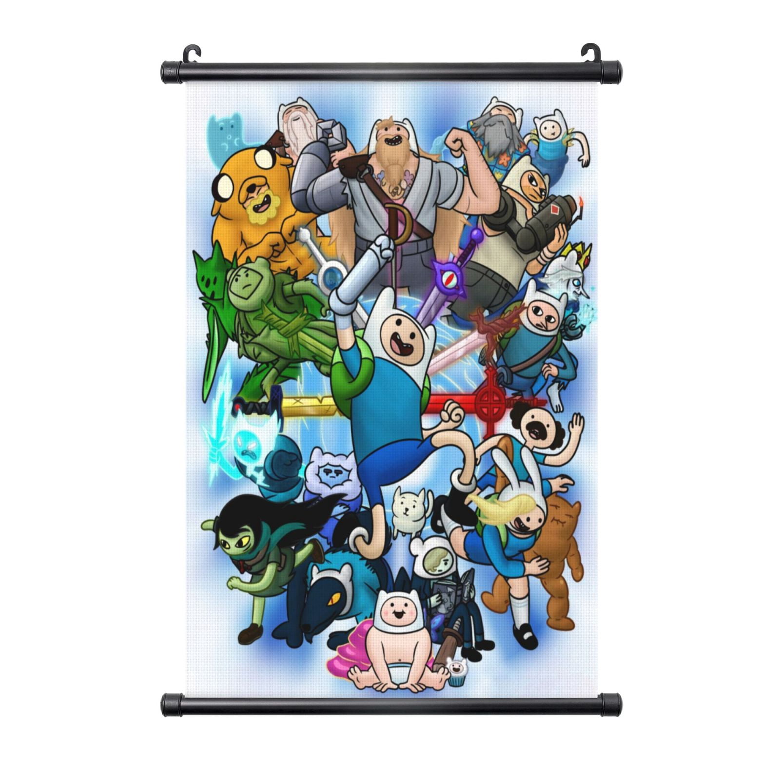 Adventure Time Poster Plastic Shaft Wall Hanging Banner Artwork Canvas ...