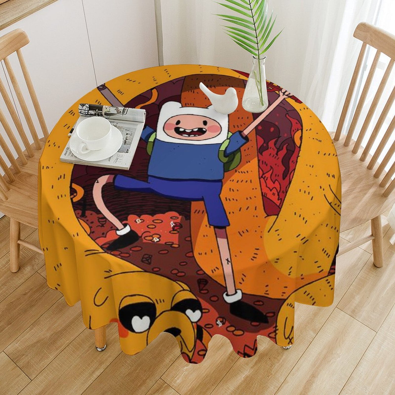 Adventure Time Round Tablecloth Print Decorative Table Cover Washable ...
