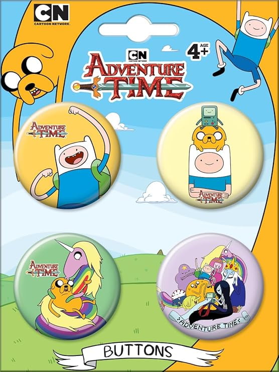 Adventure Time Set of Four 1.25 Inch Collectible Buttons - Walmart.com