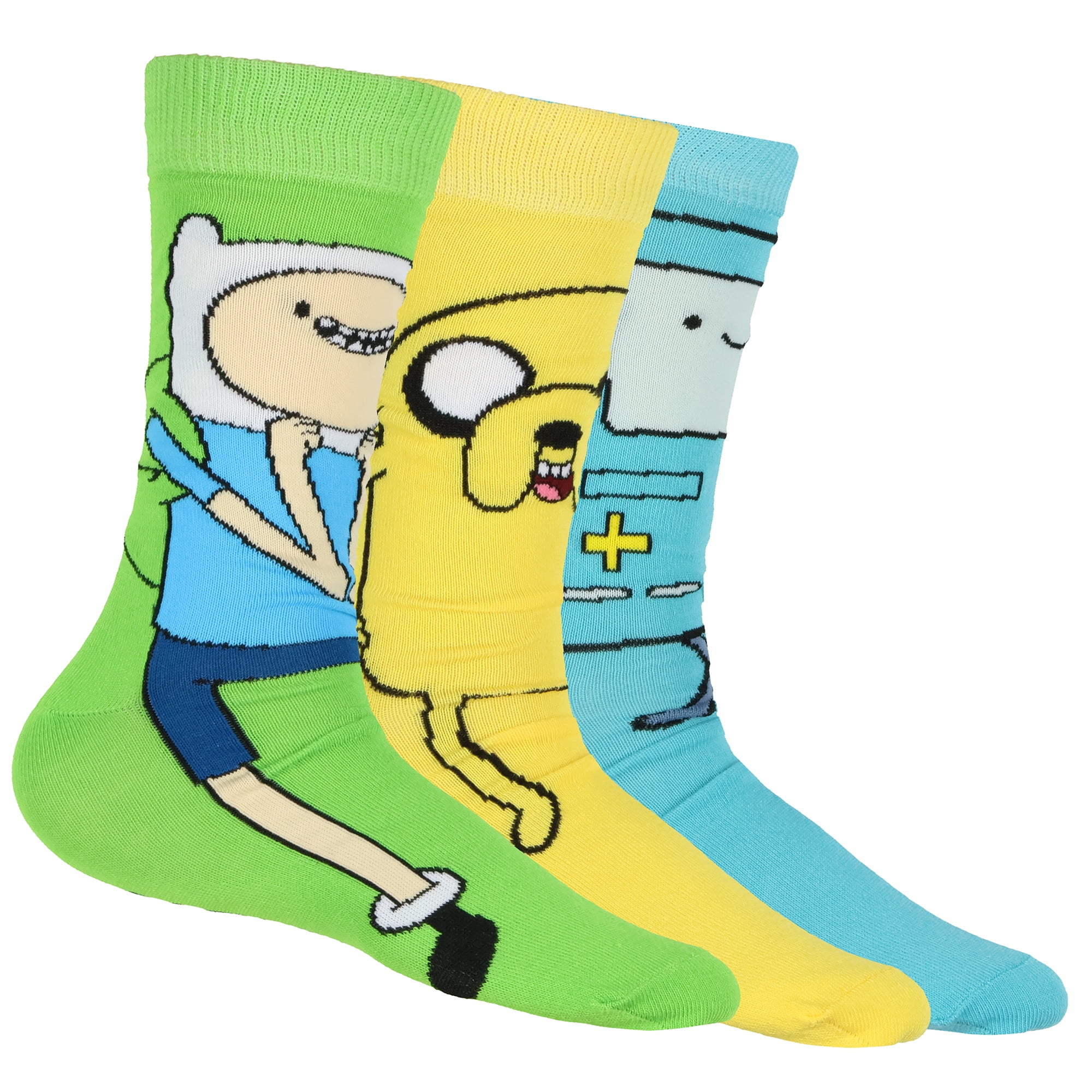 Adventure Time Socks Men's 3 Pairs Jake Finn BMO Mid Calf Crew Sock ...