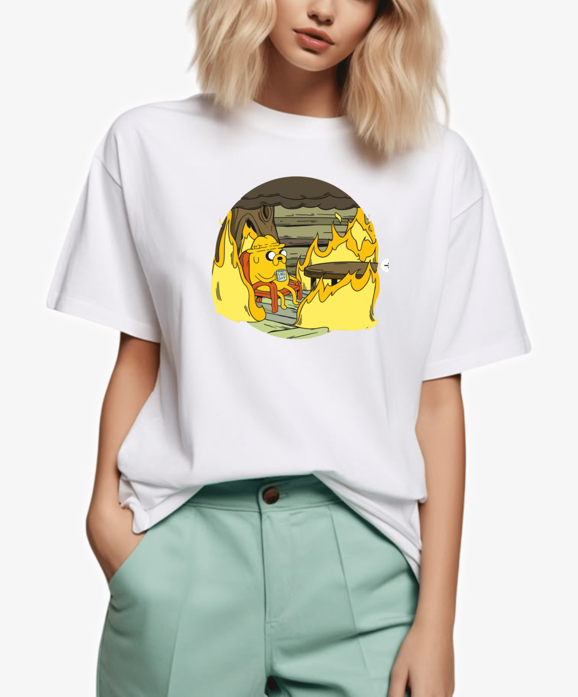 Adventure Time This Is Fine Cartoon Humor Graphic Unisex T-Shirt Fun Design, up to size 5XL ...