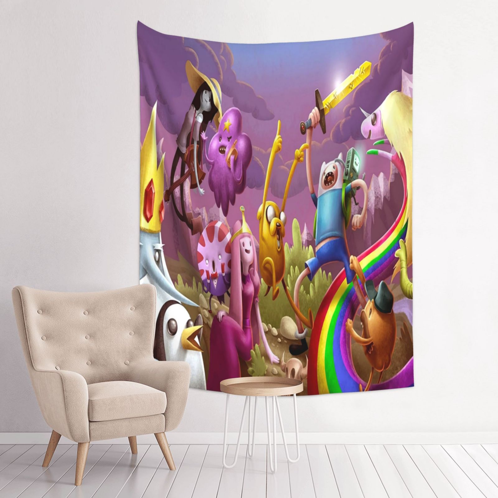 Adventure Time Wall Art Cartoon Tapestry Hanging In Bedroom Living Room ...