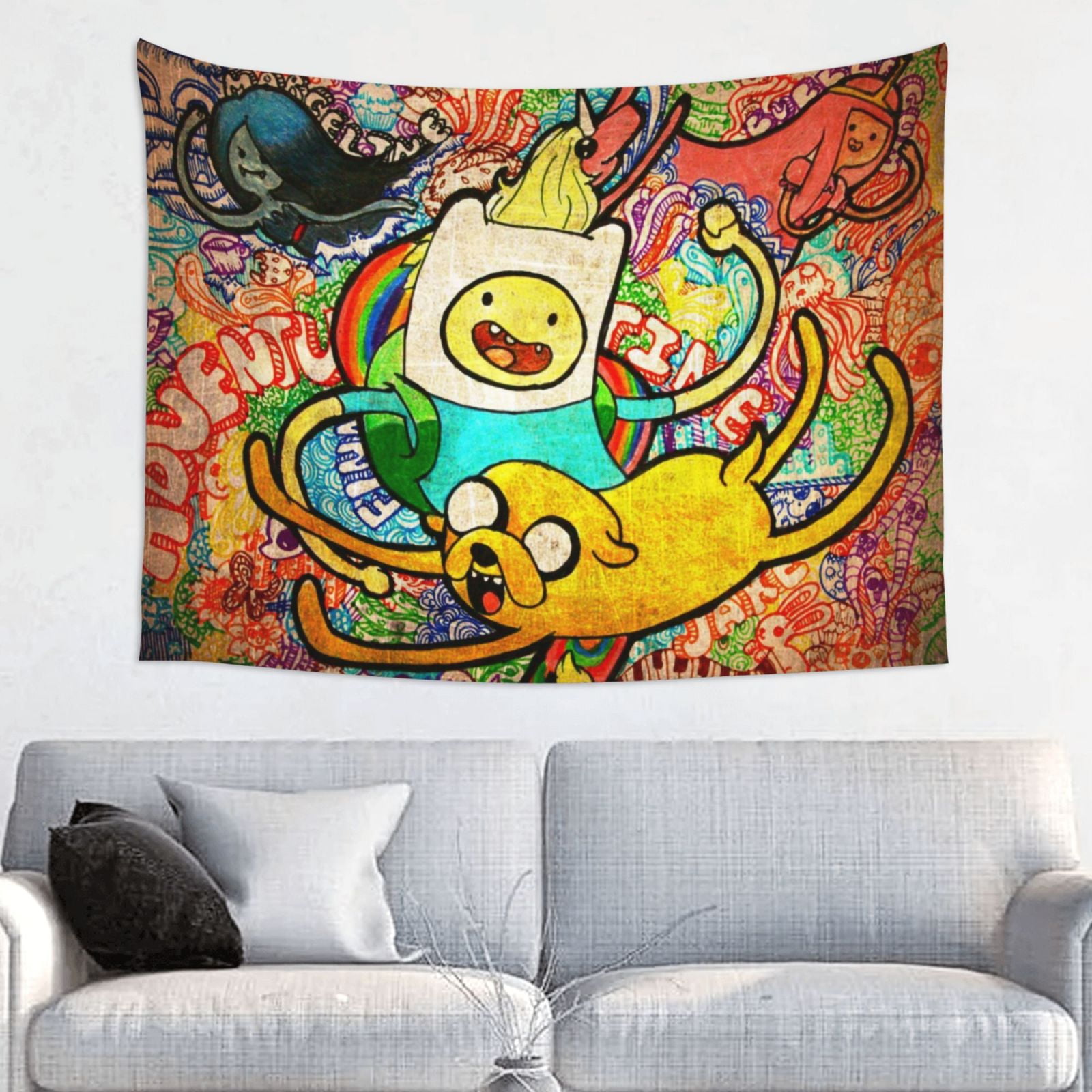 Adventure Time Wall Art Cartoon Tapestry Hanging In Bedroom Living Room ...