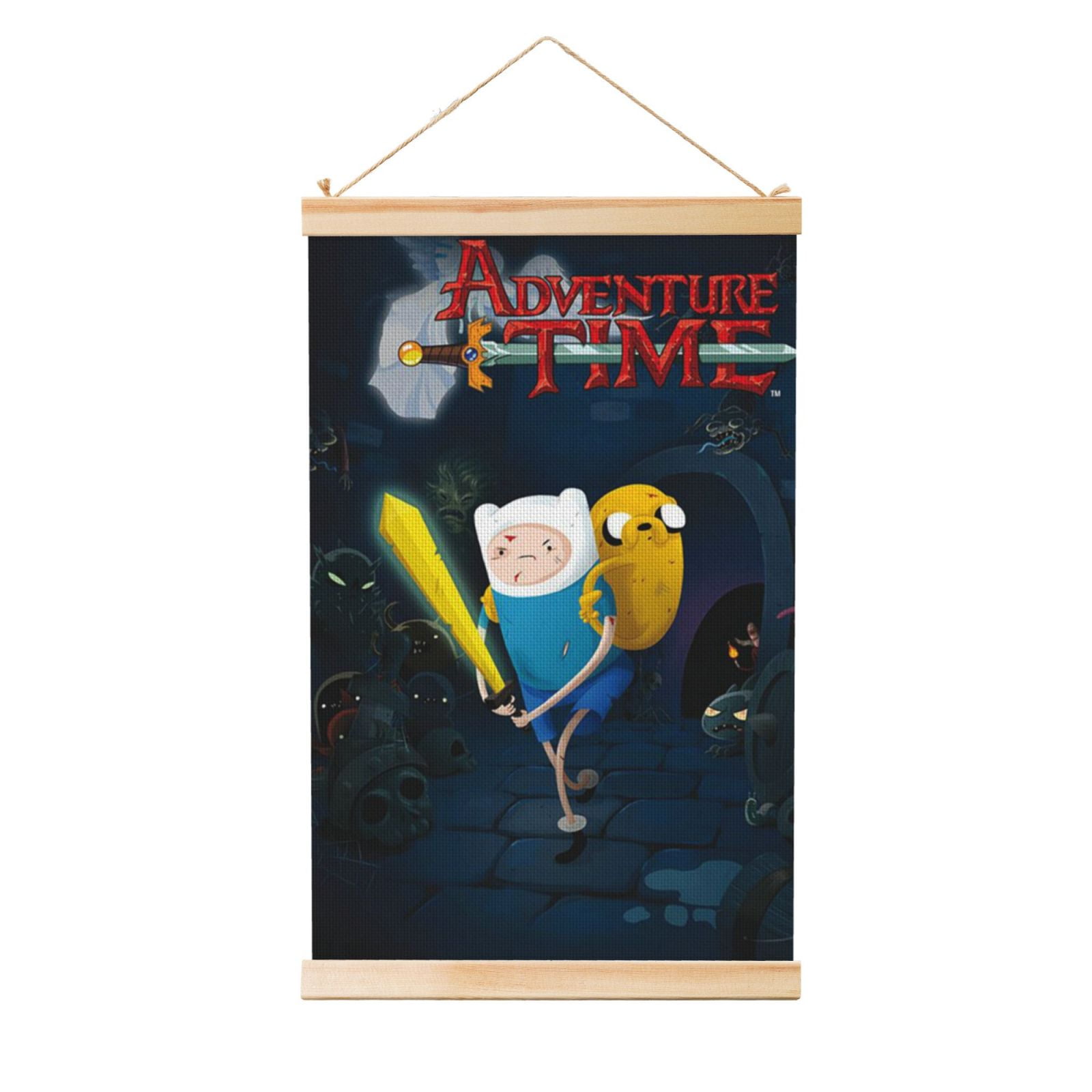 Adventure Time Wooden Shaft Hanging Poster Home Decor Poster Wall Art ...