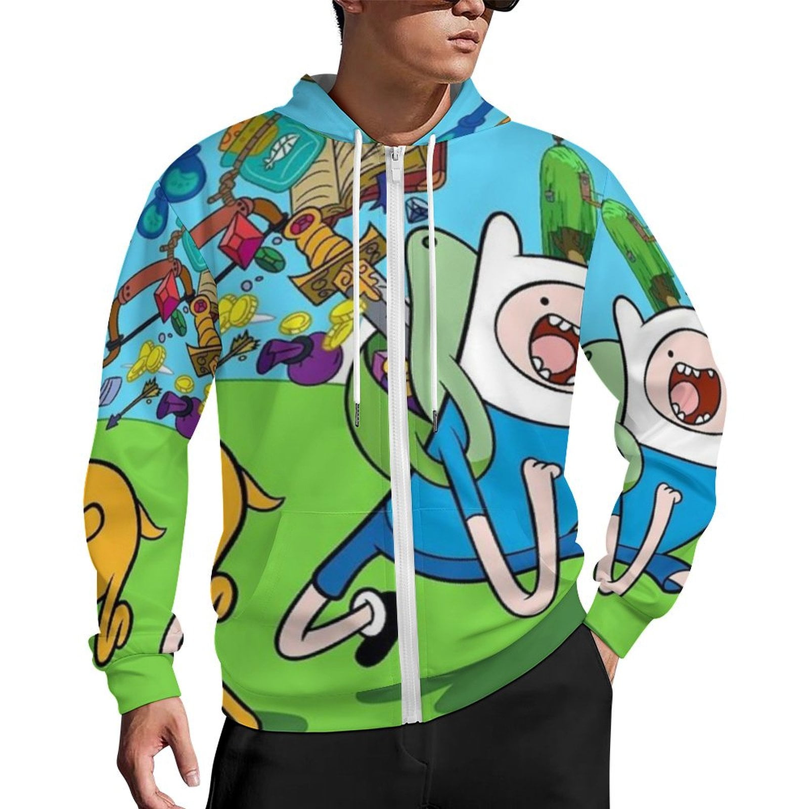 Adventure Time Zip Up Hoodies Unisex Realistic 3D Print Sweatshirt Long ...