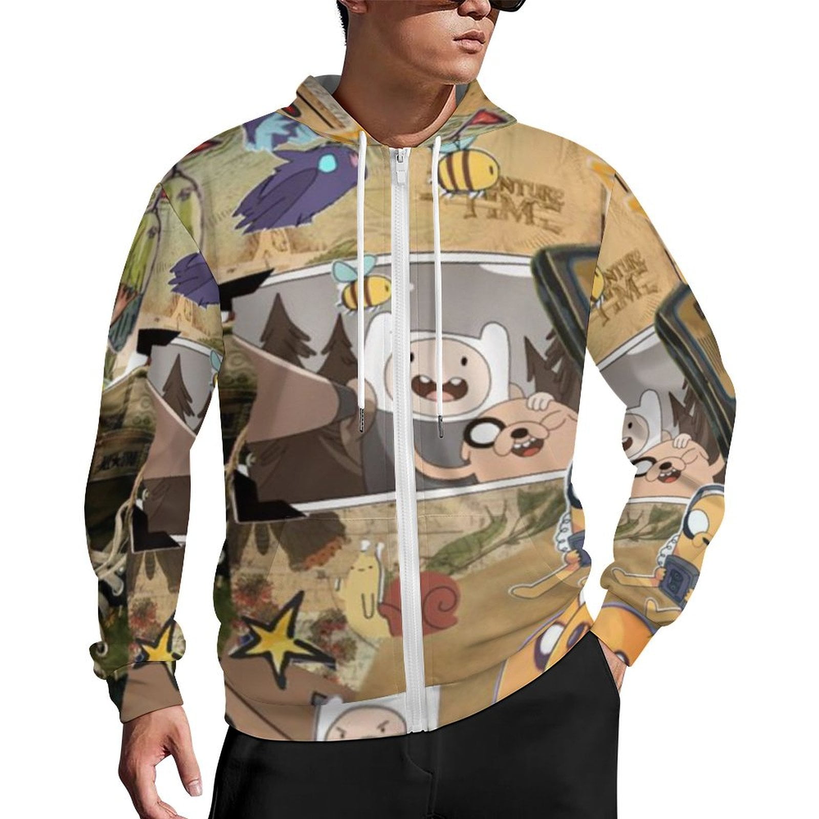 Adventure Time Zip Up Hoodies Unisex Realistic 3D Print Sweatshirt Long ...