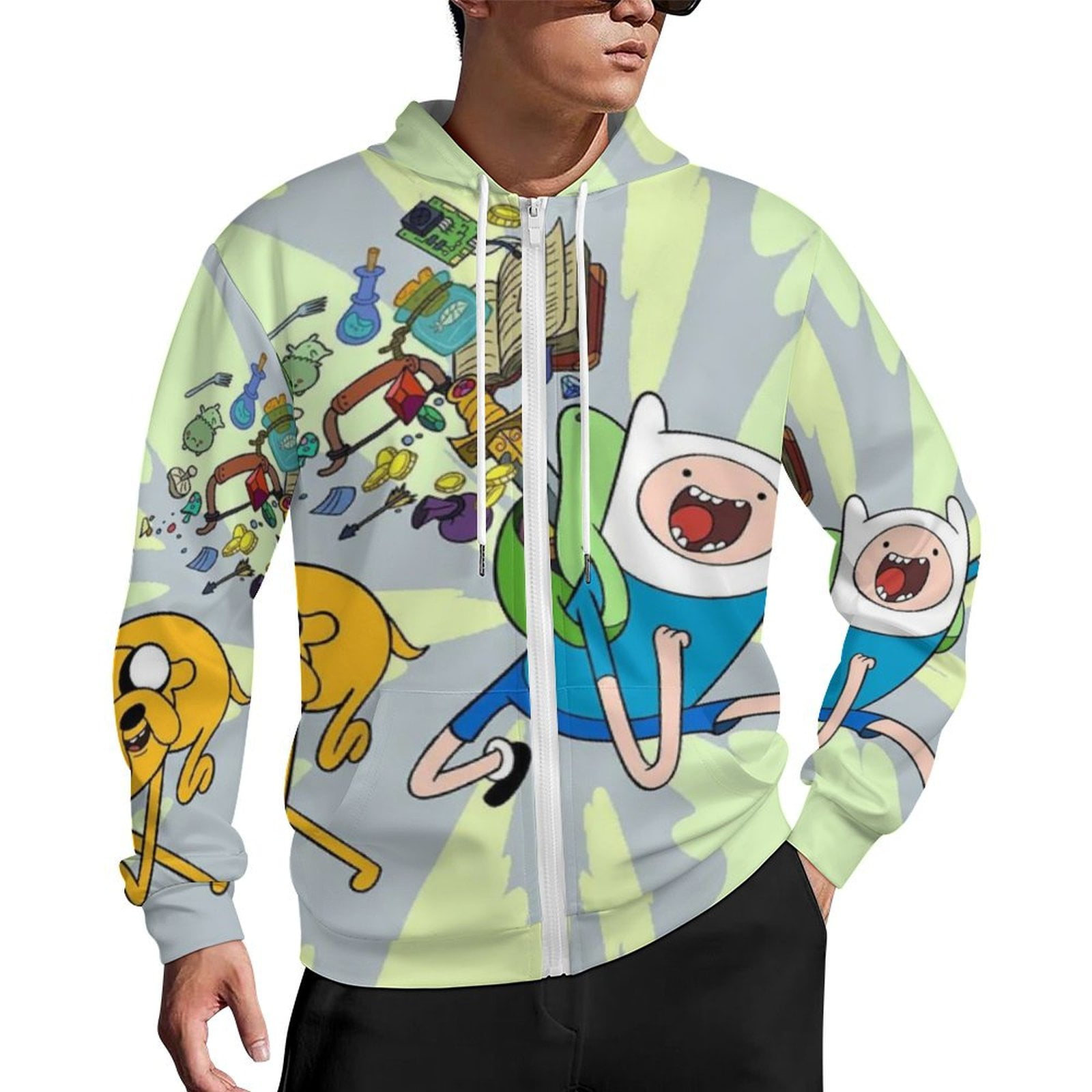 Adventure Time Zip Up Hoodies Unisex Realistic 3D Print Sweatshirt Long ...
