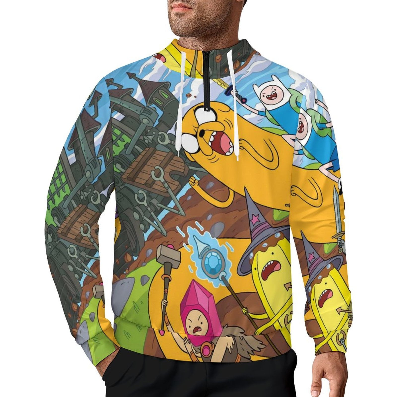 Adventure Time Zipper Pullover Sweatshirt Hoodies High Neck Hooded ...
