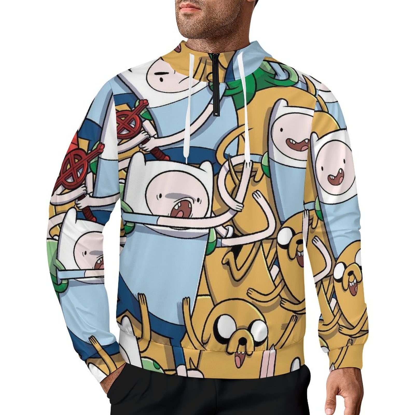 Adventure Time Zipper Pullover Sweatshirt Hoodies High Neck Hooded ...