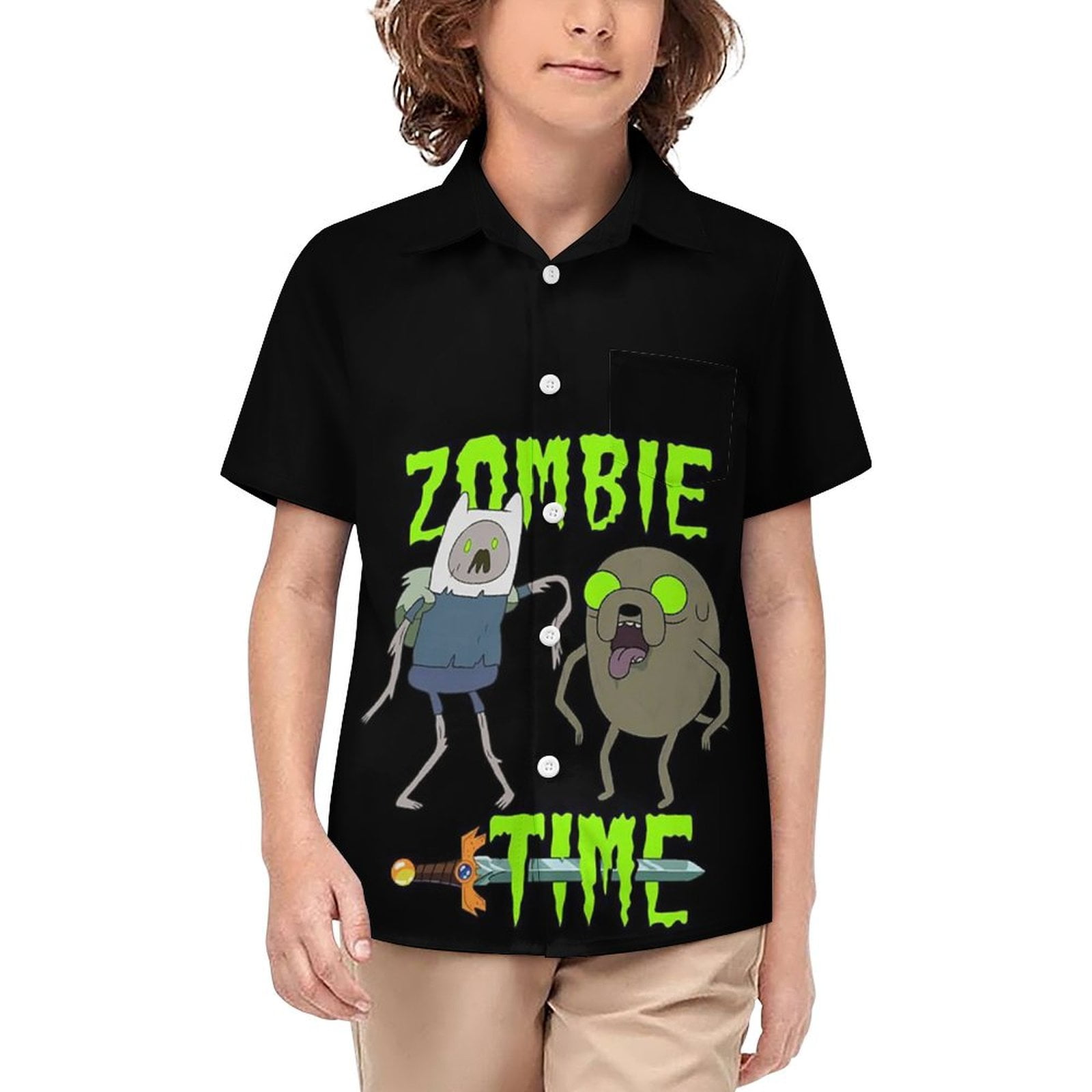 Adventure Time button down shirt boys summer 13-14T - Walmart.com