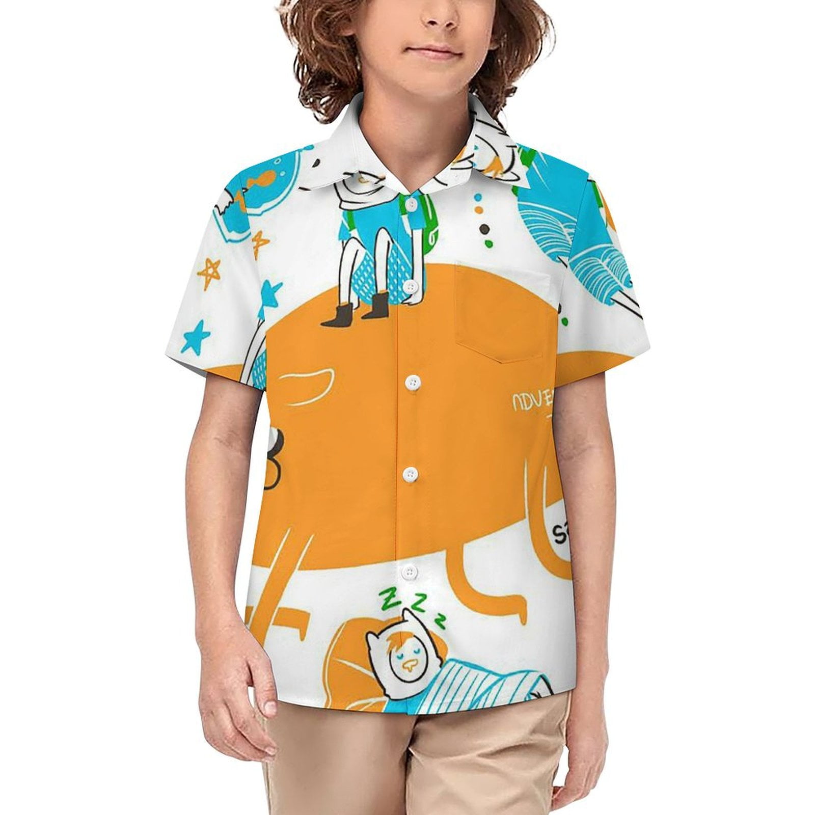 Adventure Time button down shirt boys summer 13-14T - Walmart.com