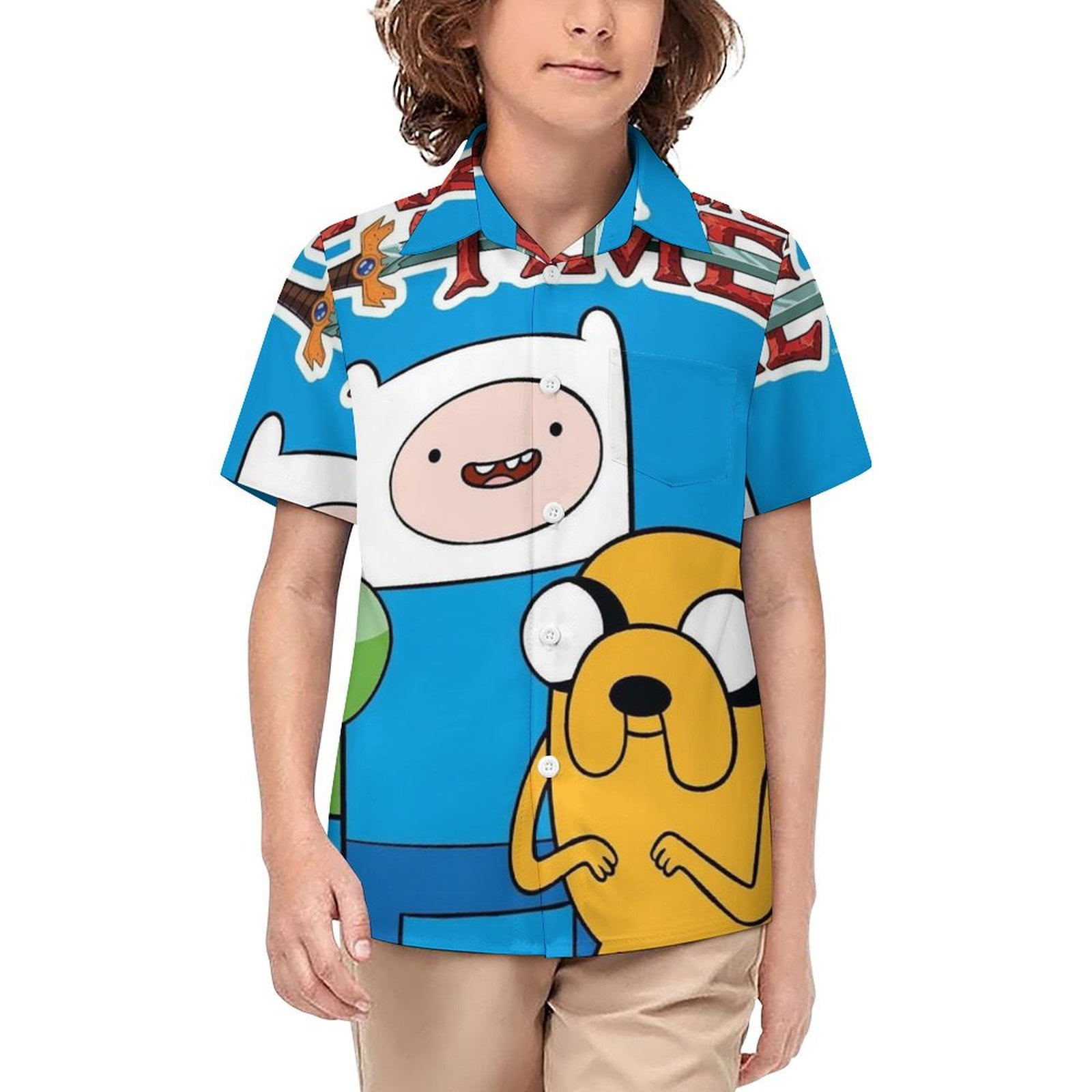 Adventure Time button down shirt boys summer 15-16T - Walmart.com