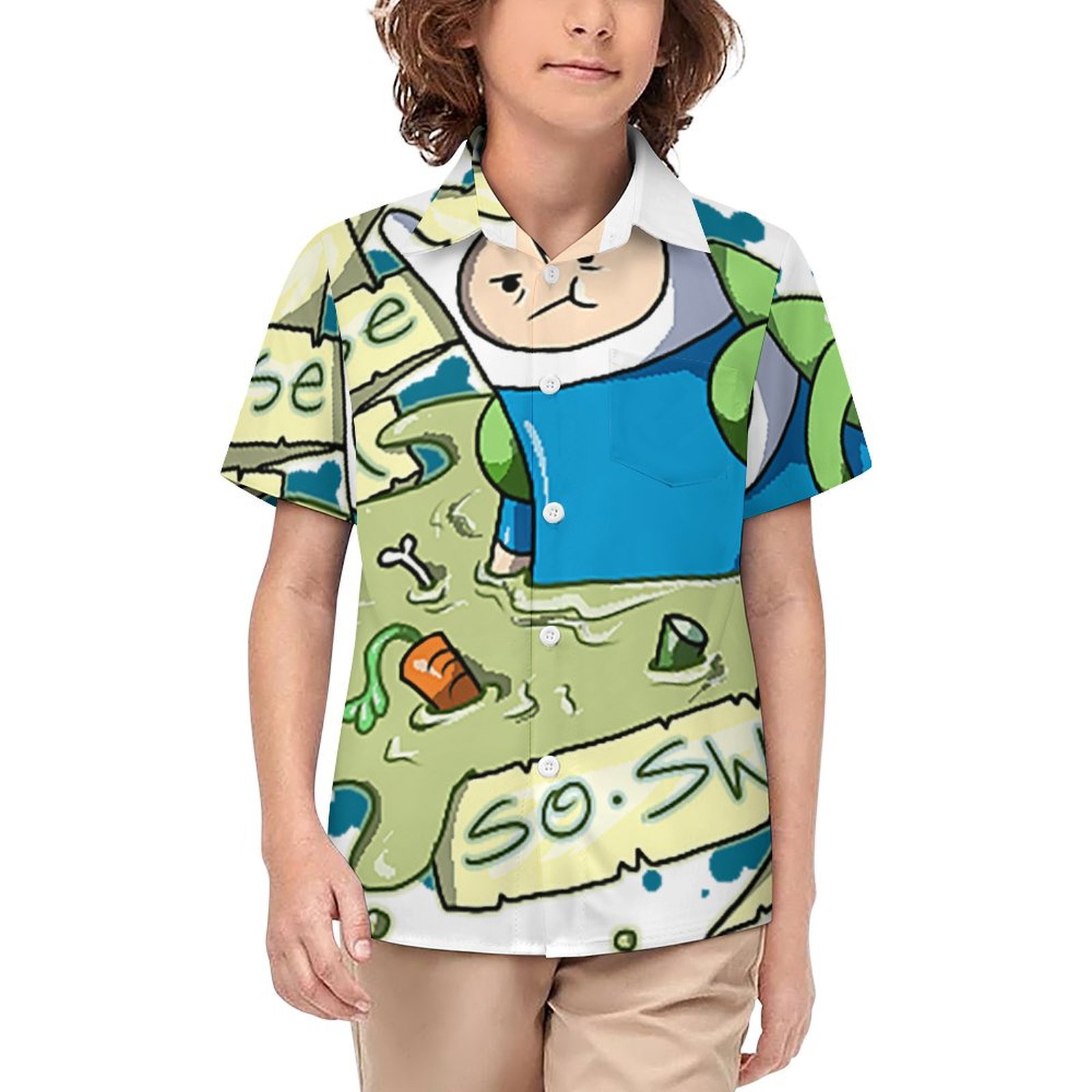 Adventure Time button down shirt boys summer 5-6T - Walmart.com